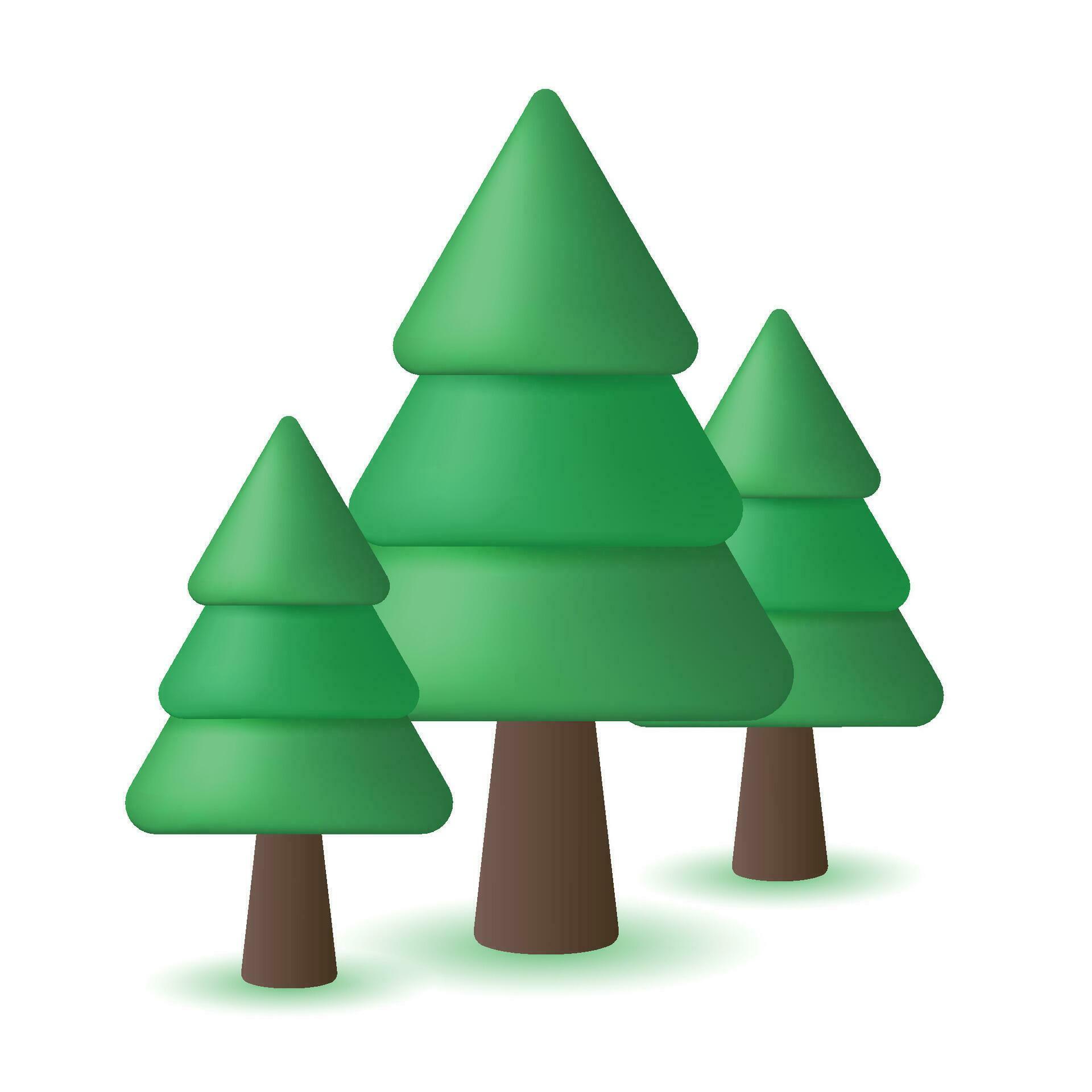 Vector set abstract trees isolated on a white background. 3d rendering ...