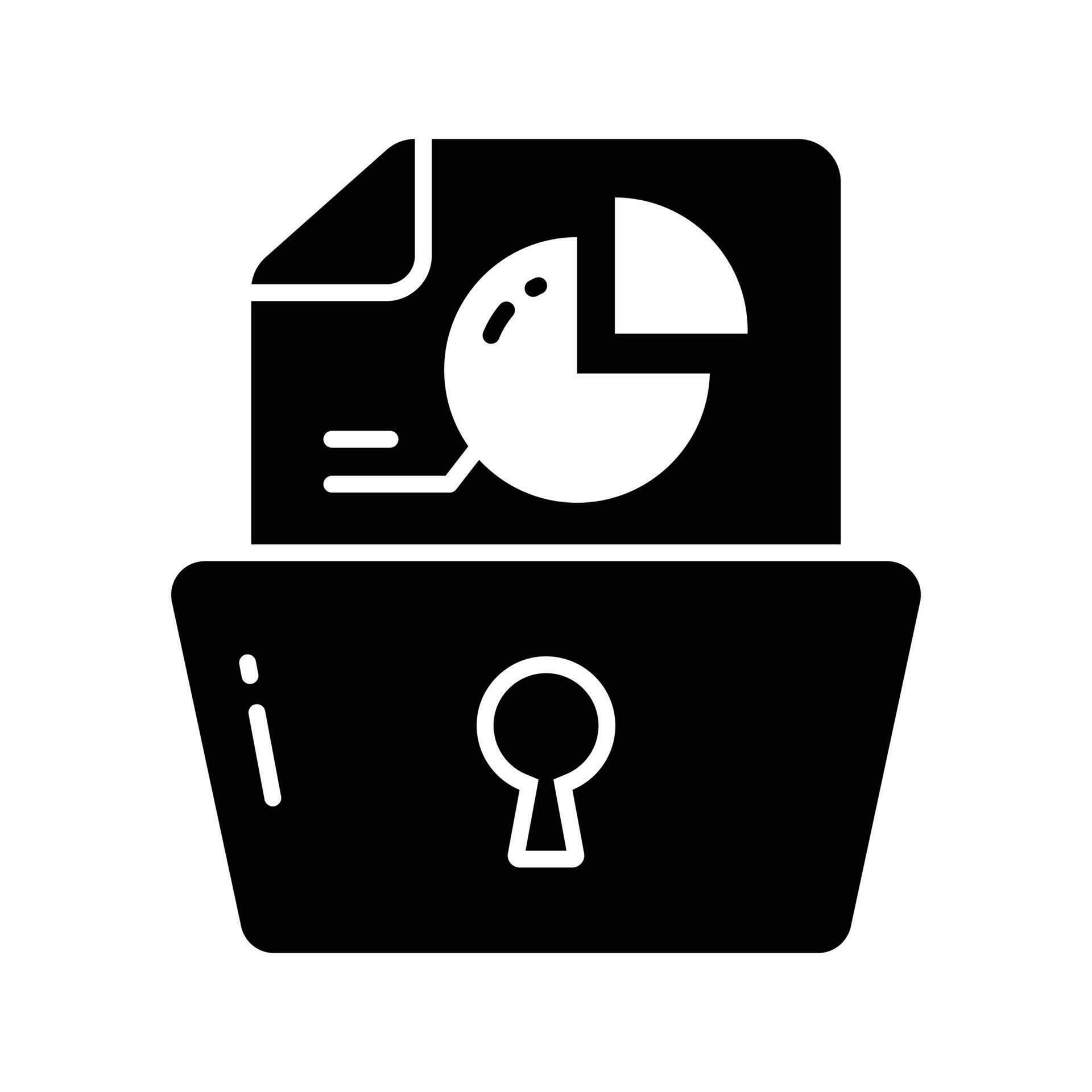 Pie Chart On Page With Keyhole Showing Concept Vector Of Secure Data