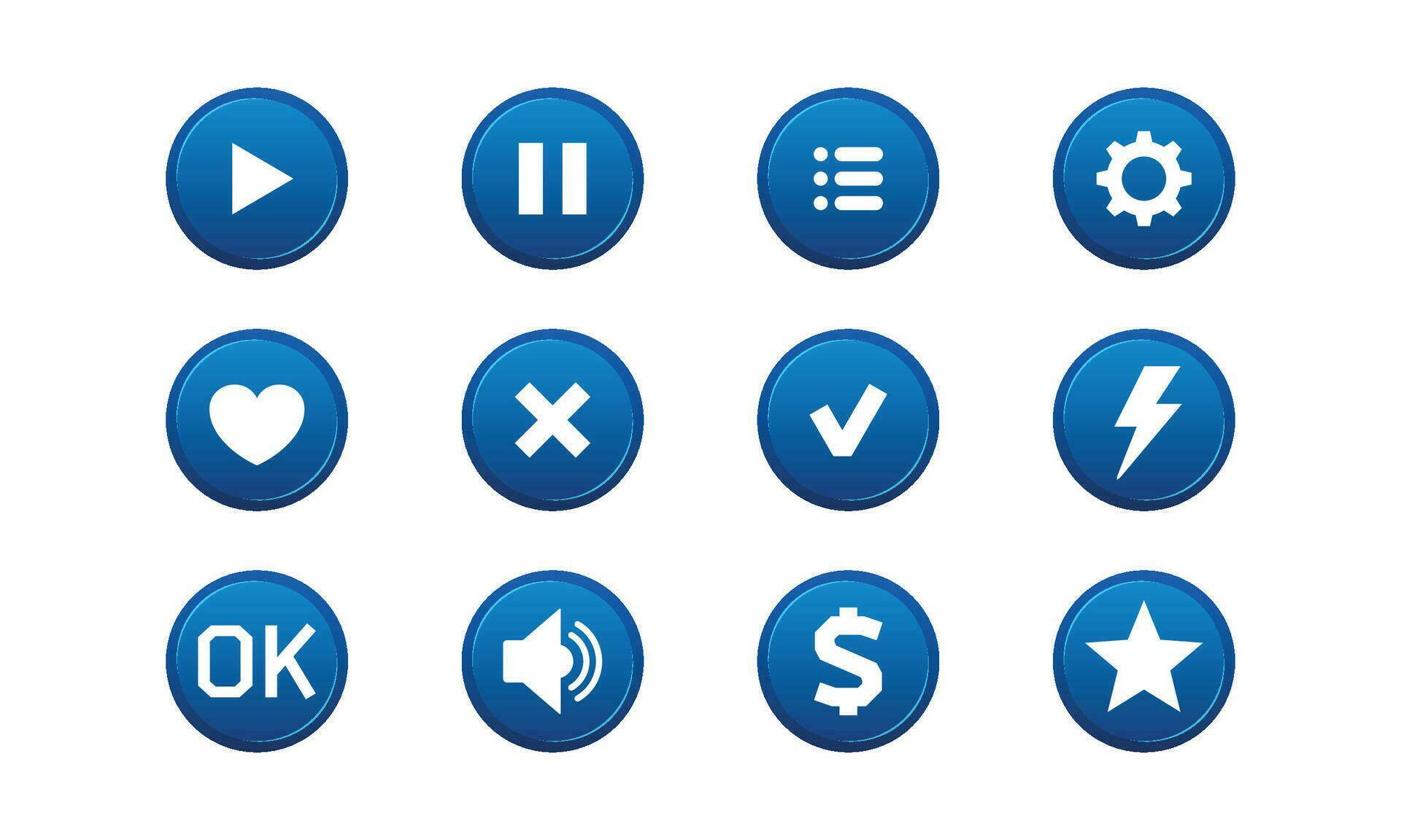 Vector menu button game template gui kit. button interface for build ...