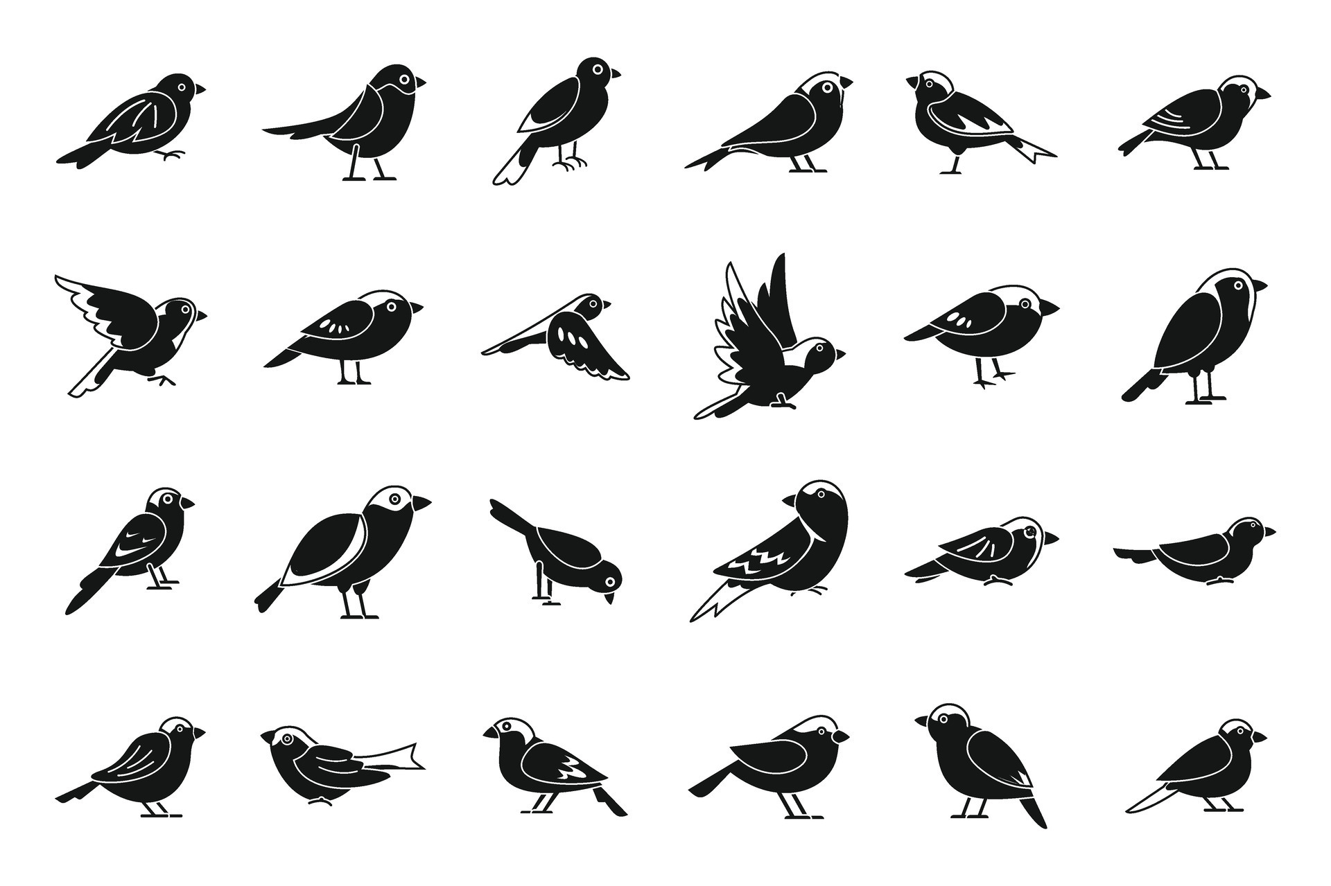 Sparrow icons set simple vector. Fly bird 26602973 Vector Art at Vecteezy