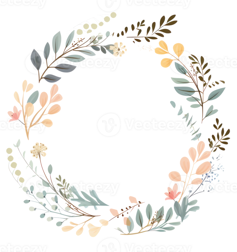 Watercolor Floral Wreath Isolated 26603534 Png