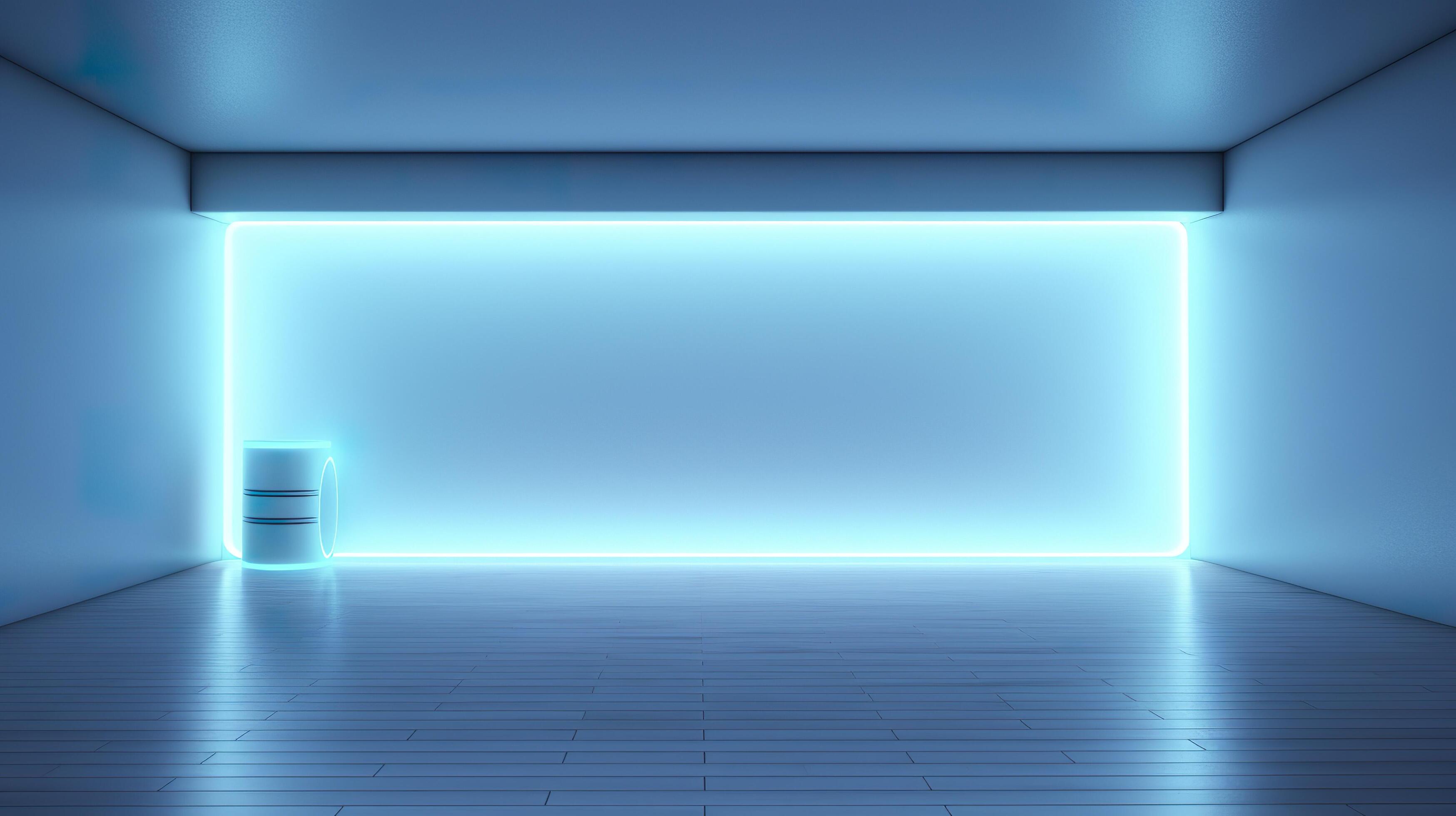 Empty Wall in a Futuristic Sci Fi Living Room with Light Yellow, Light ...