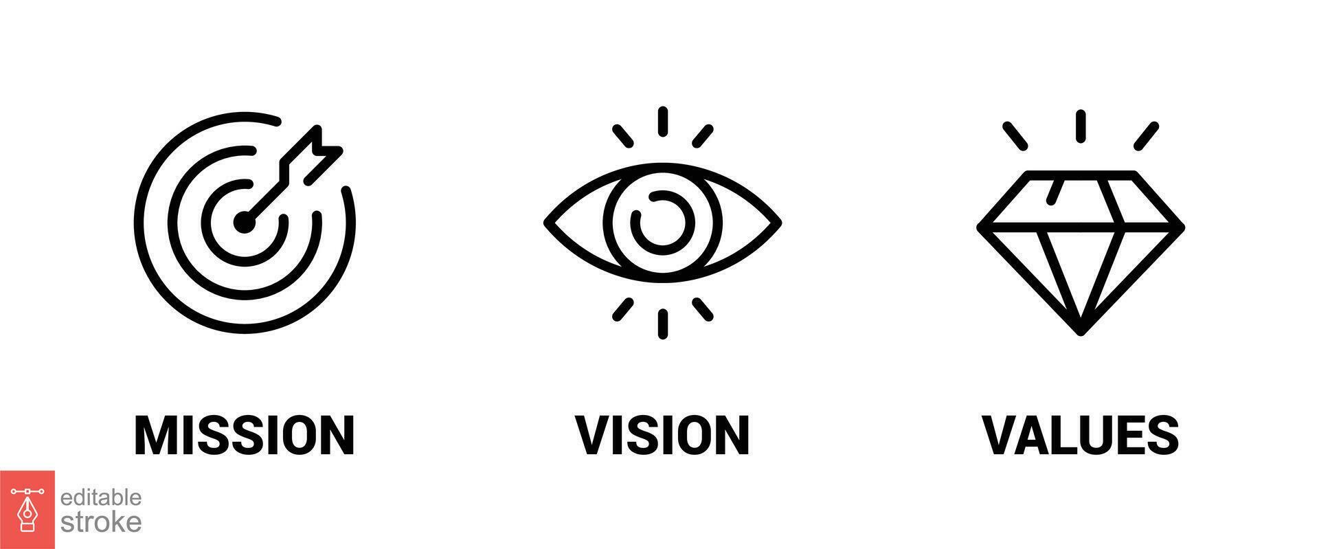 Mission. Vision. Values. Web page template. Modern flat design concept ...