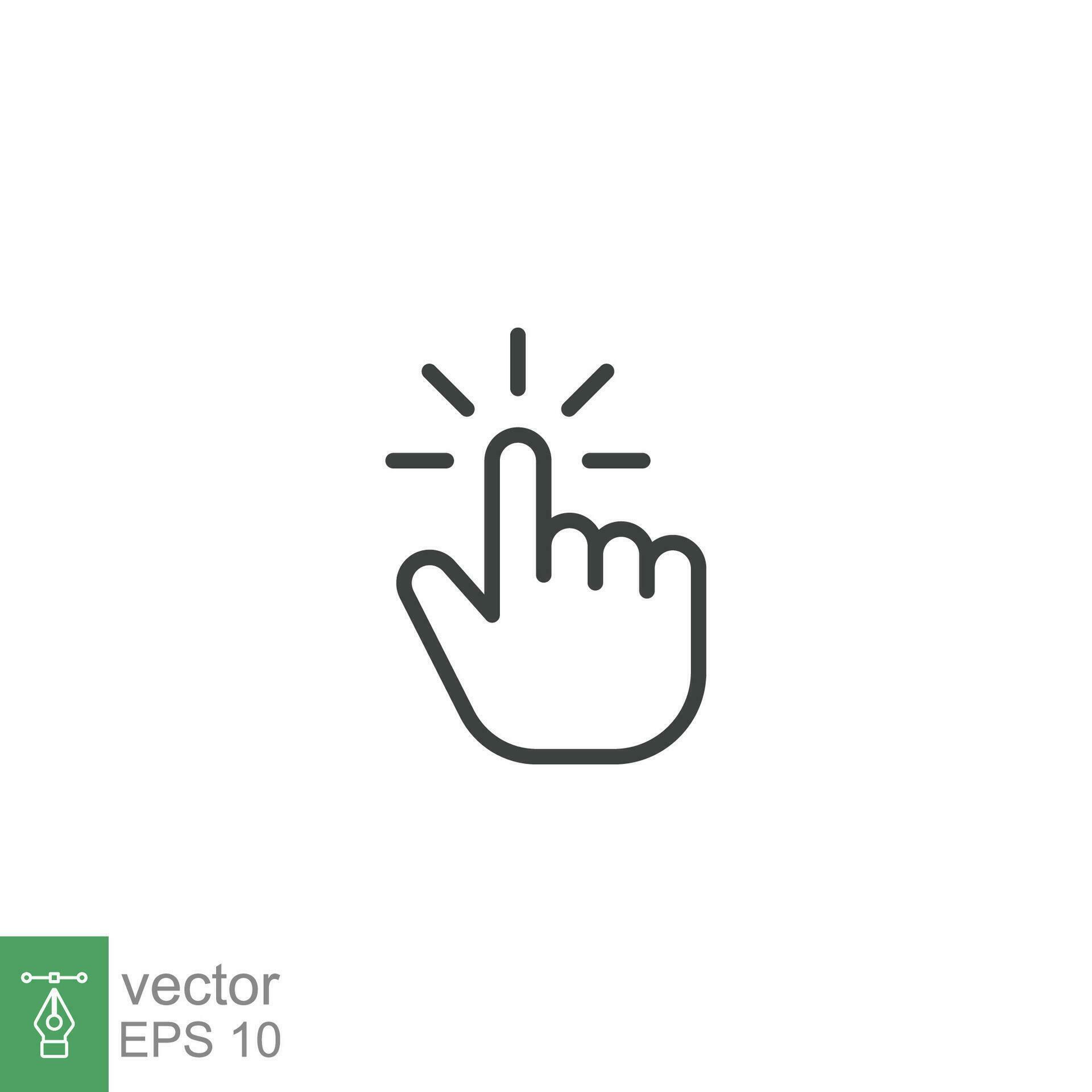 Clicking finger icon. Hand click, pointer symbol. Vector illustration isolated. Simple outline ...
