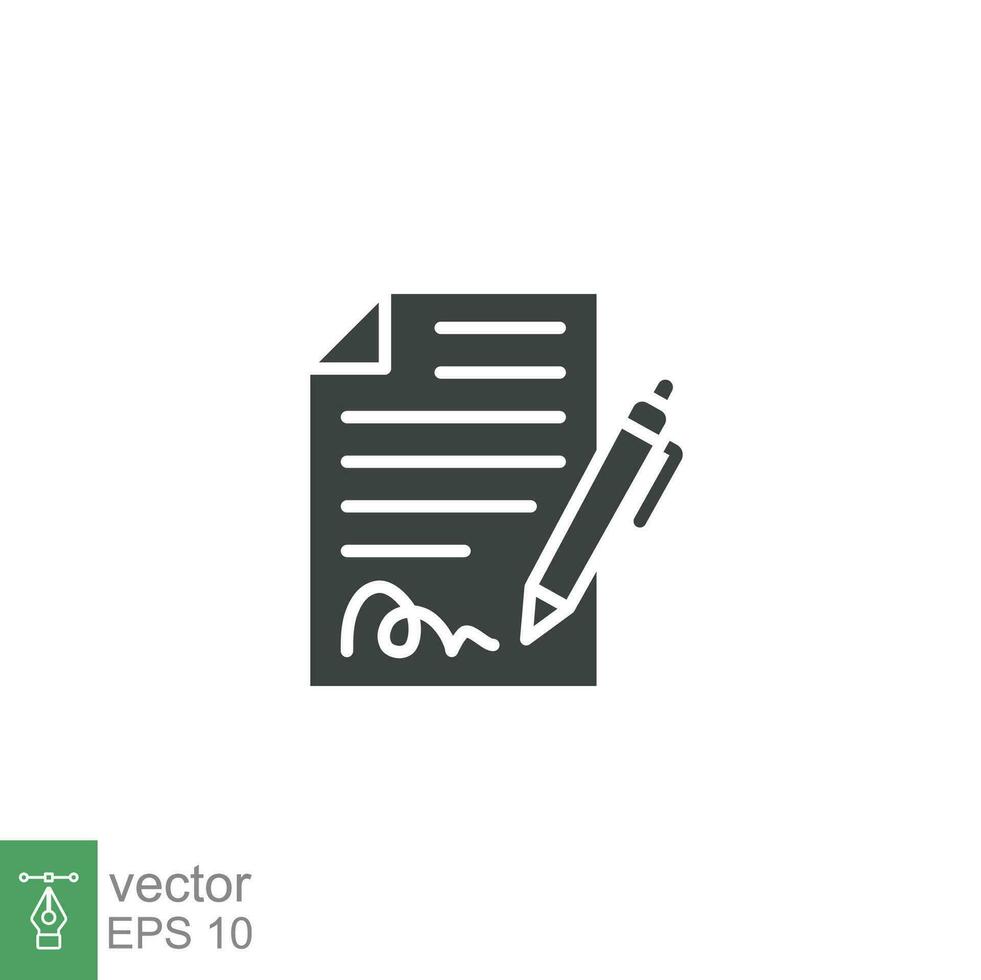 Pen Signing Contract Icon Simple Solid Style Signature Paper Glyph