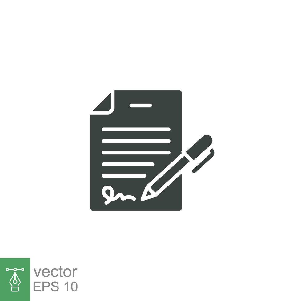 Pen Signing Contract Icon Simple Solid Style Signature Paper Glyph