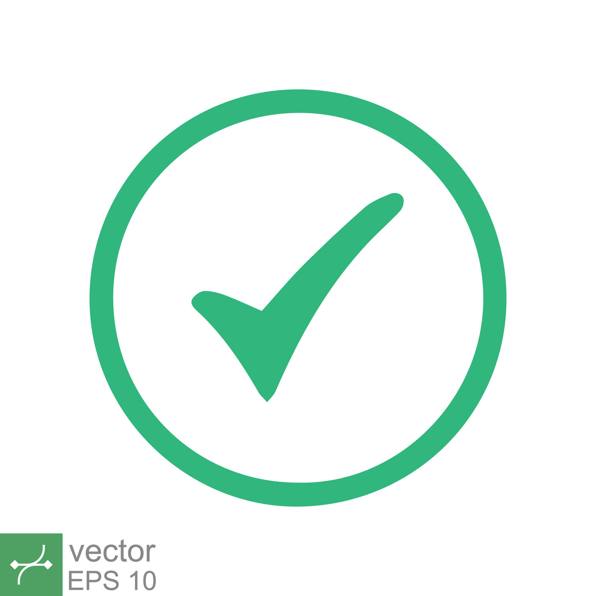 Green check mark icon. Simple flat style. Tick symbol, checkbox, right ...