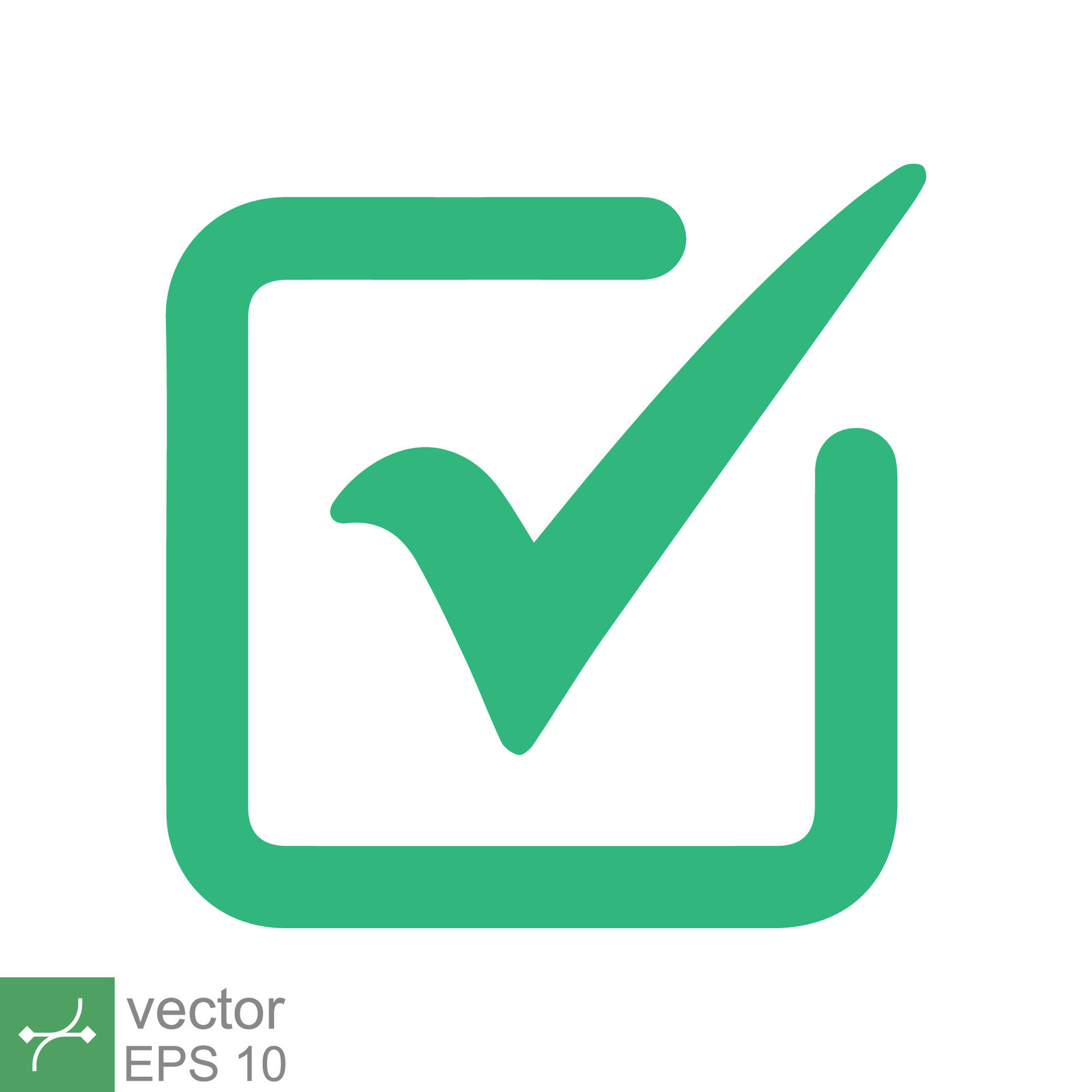 Green check mark icon. Simple flat style. Tick symbol, checkbox, right, checkmark, yes, correct ...
