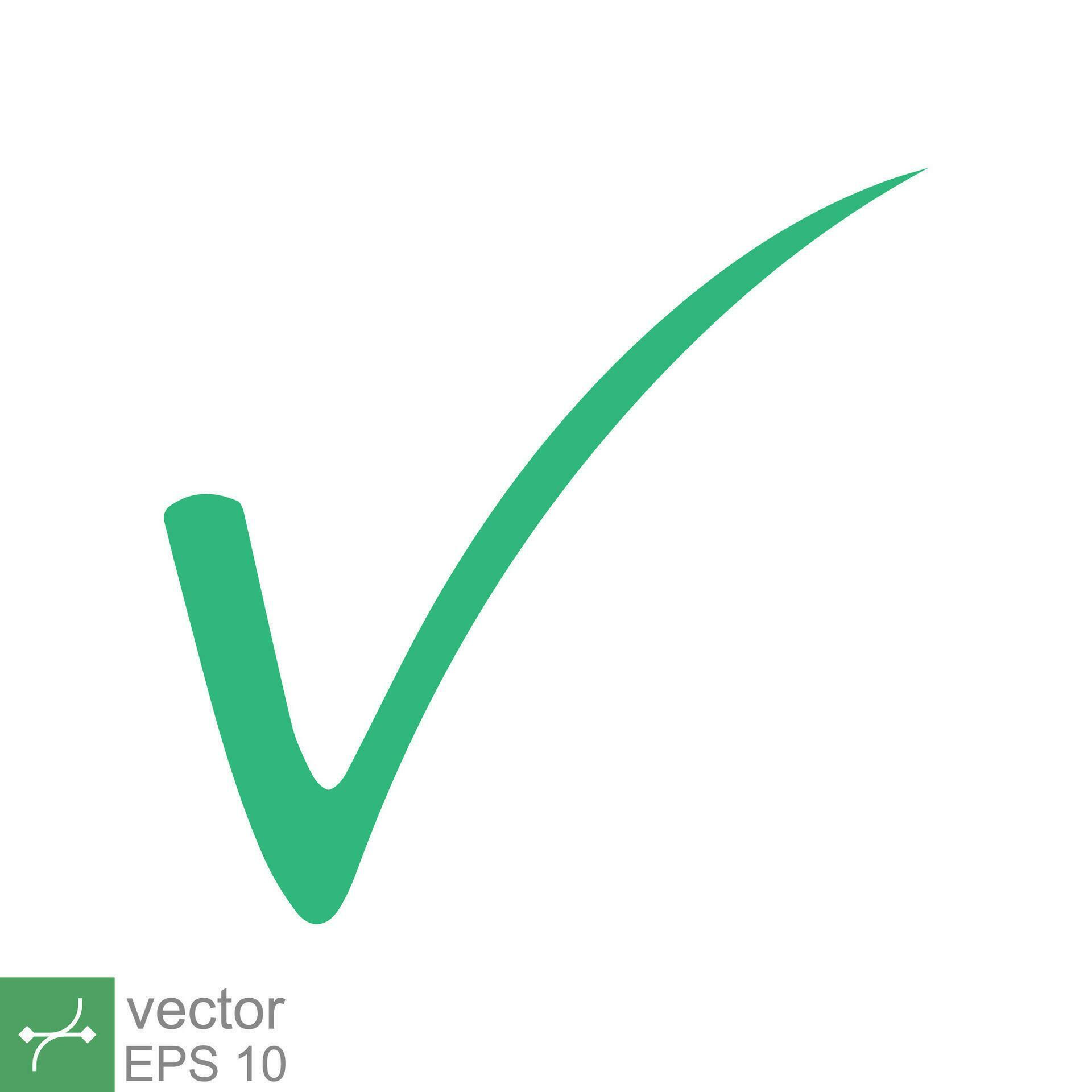 Green check mark icon. Simple flat style. Tick symbol, checkbox, right ...