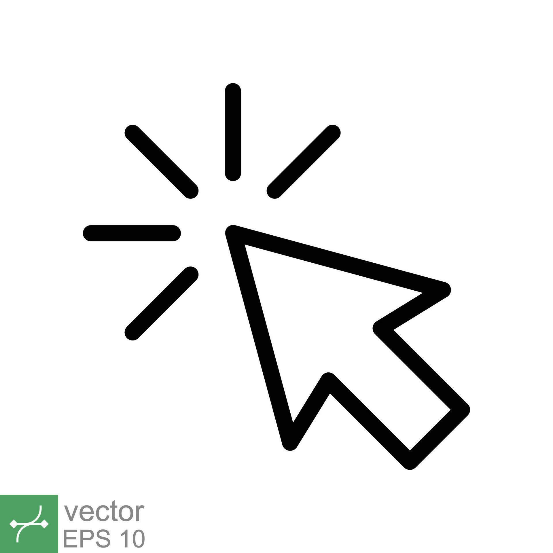 Cursor icon. Simple outline style. Click arrow, pointer, link, press button, internet ...