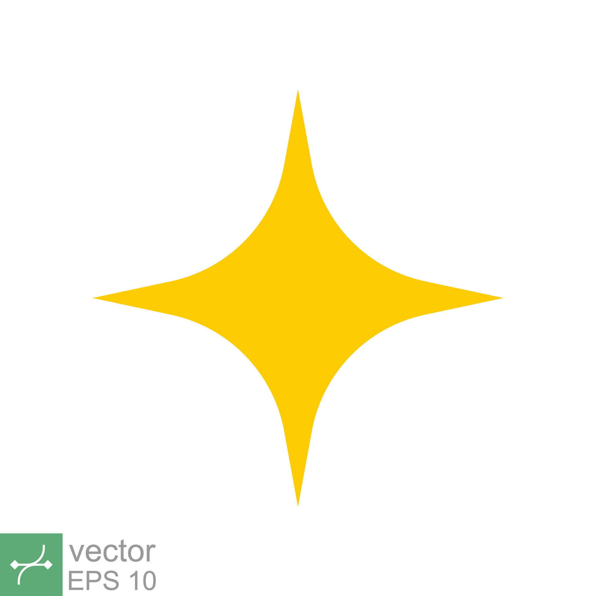 Star sparkle vector icon. Simple flat style. Yellow, gold, twinkle, shine, spark shape, for ...