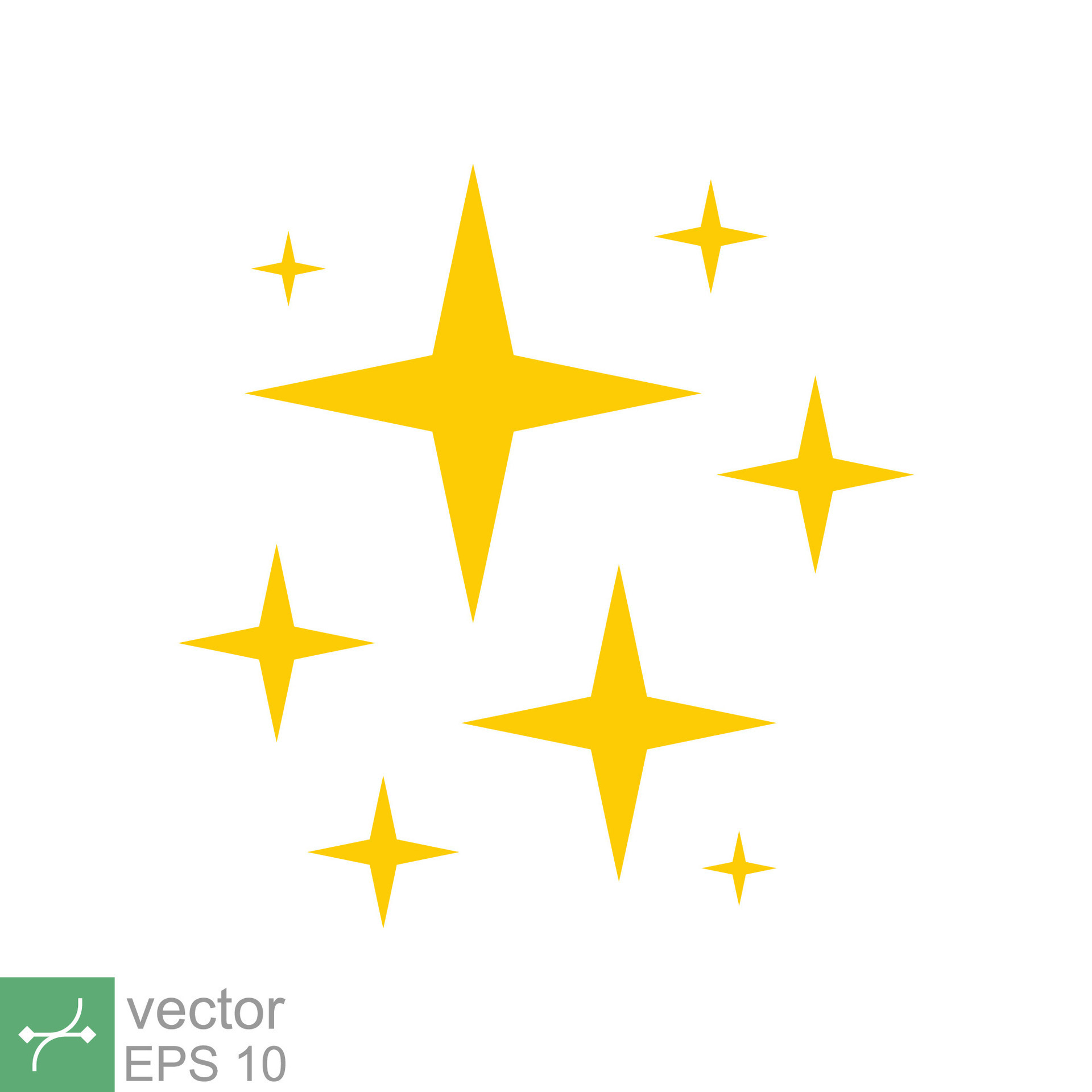 Star sparkle vector icon. Simple flat style. Yellow, gold, twinkle, shine, spark shape, for ...