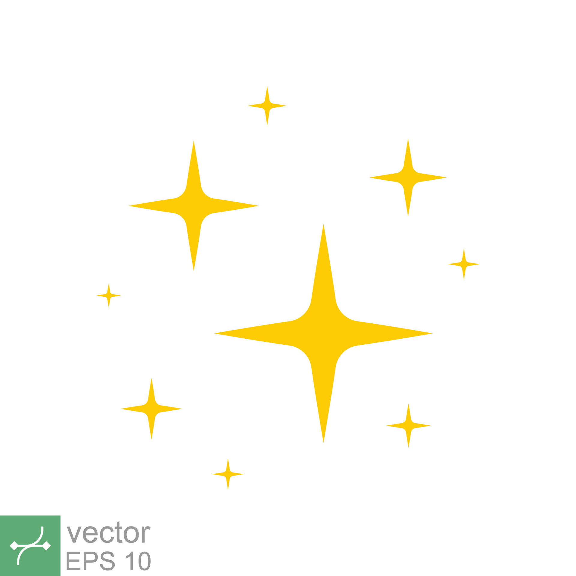 Star sparkle vector icon. Simple flat style. Yellow, gold, twinkle, shine, spark shape, for ...