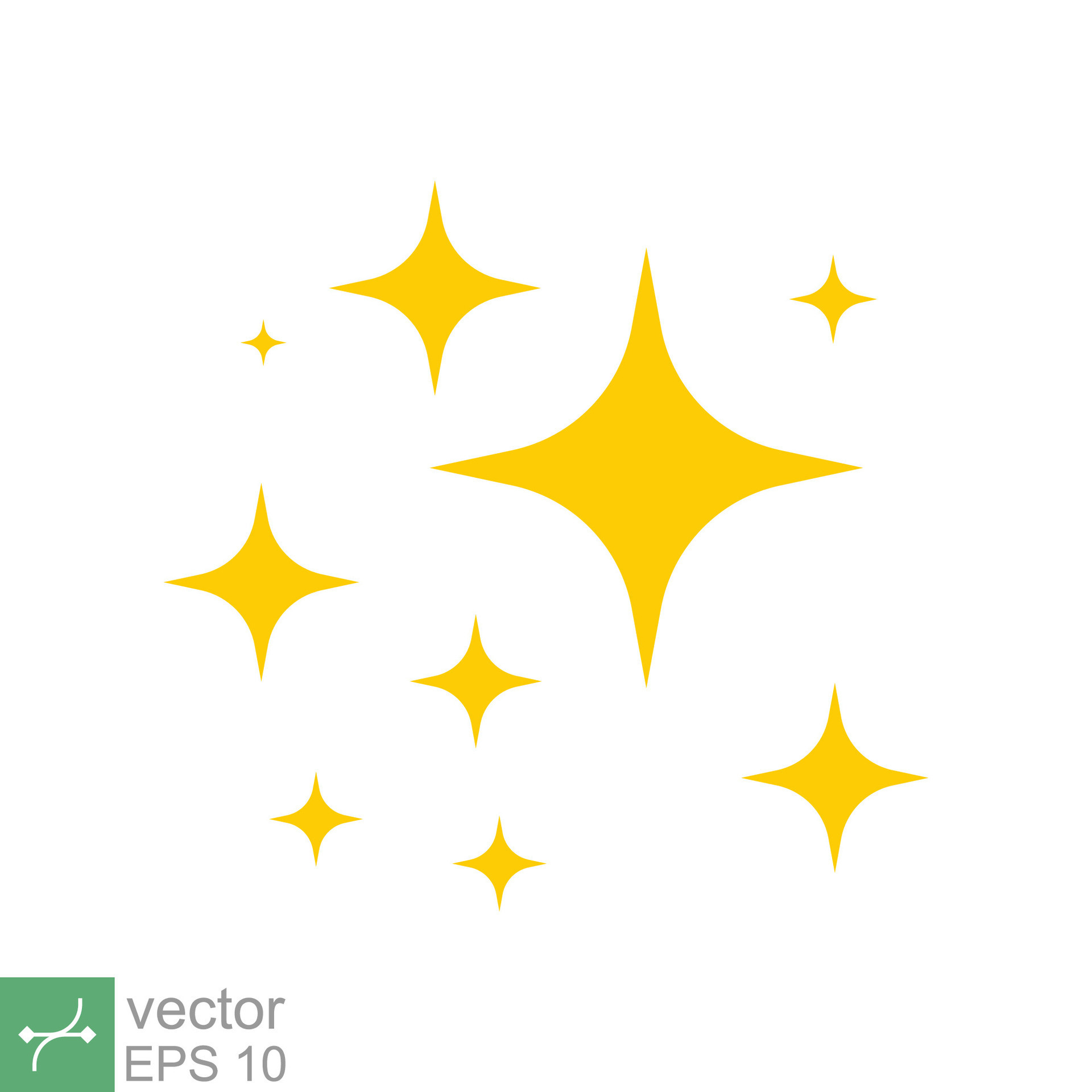 Star sparkle vector icon. Simple flat style. Yellow, gold, twinkle, shine, spark shape, for ...