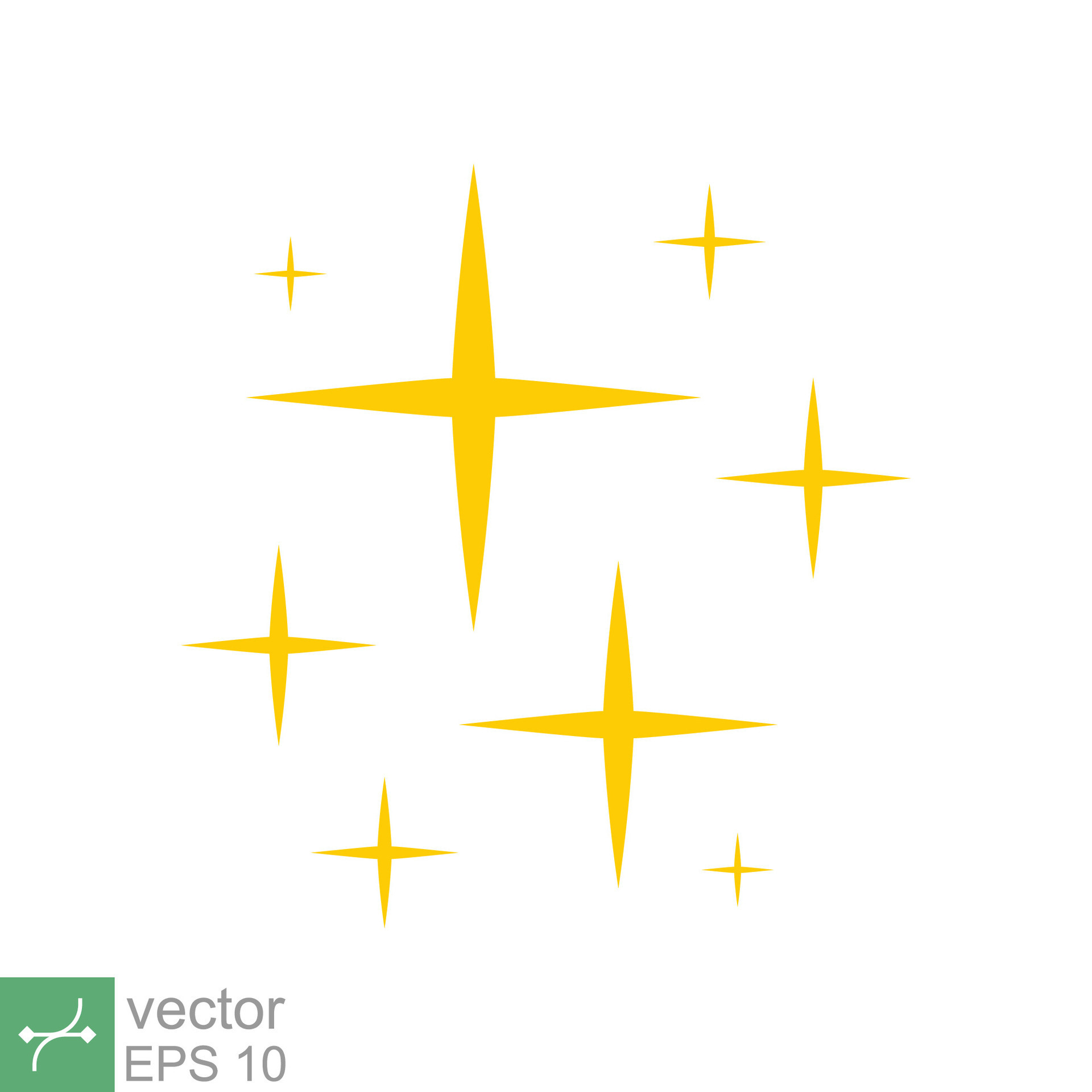 Star sparkle vector icon. Simple flat style. Yellow, gold, twinkle, shine, spark shape, for ...