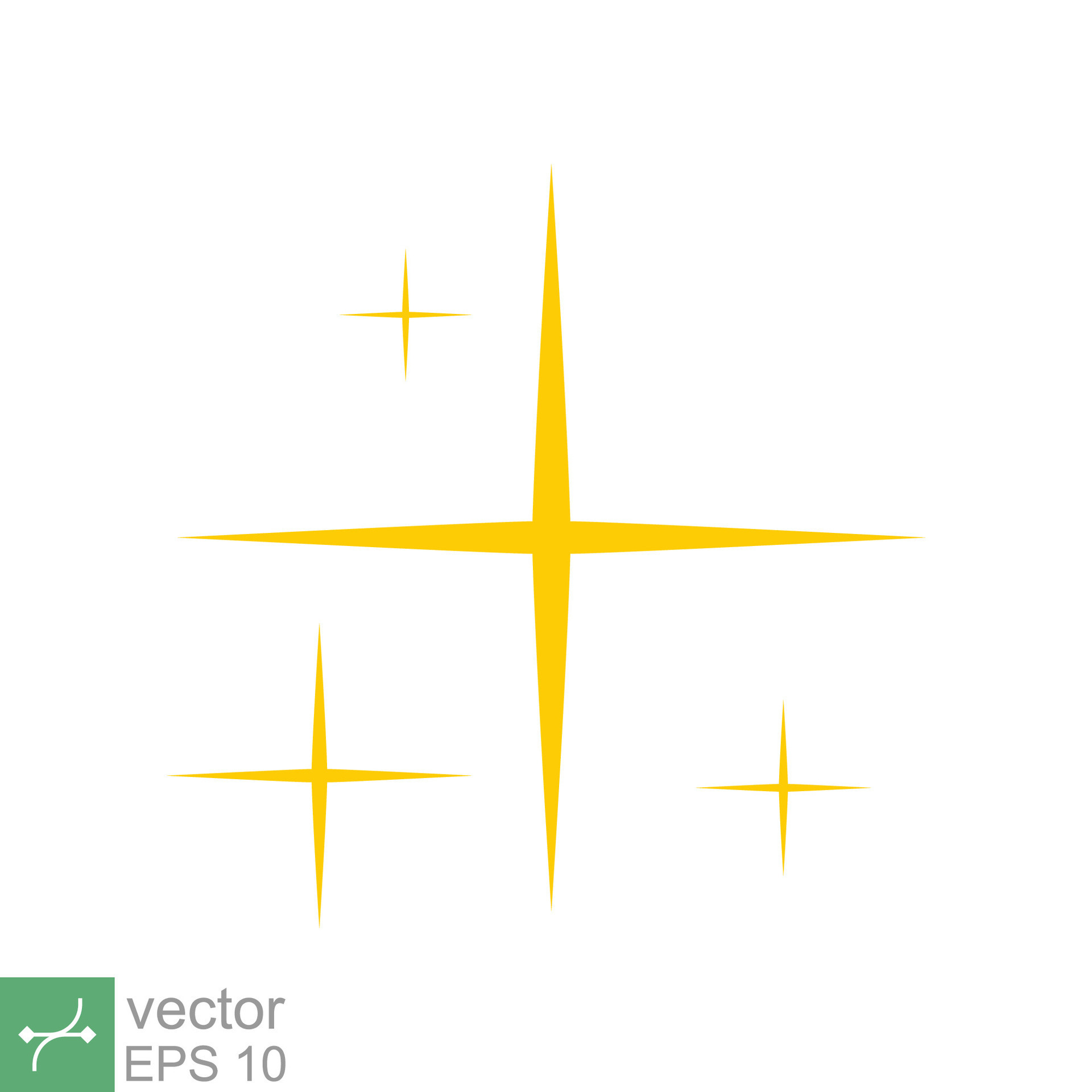 Star sparkle vector icon. Simple flat style. Yellow, gold, twinkle, shine, spark shape, for ...