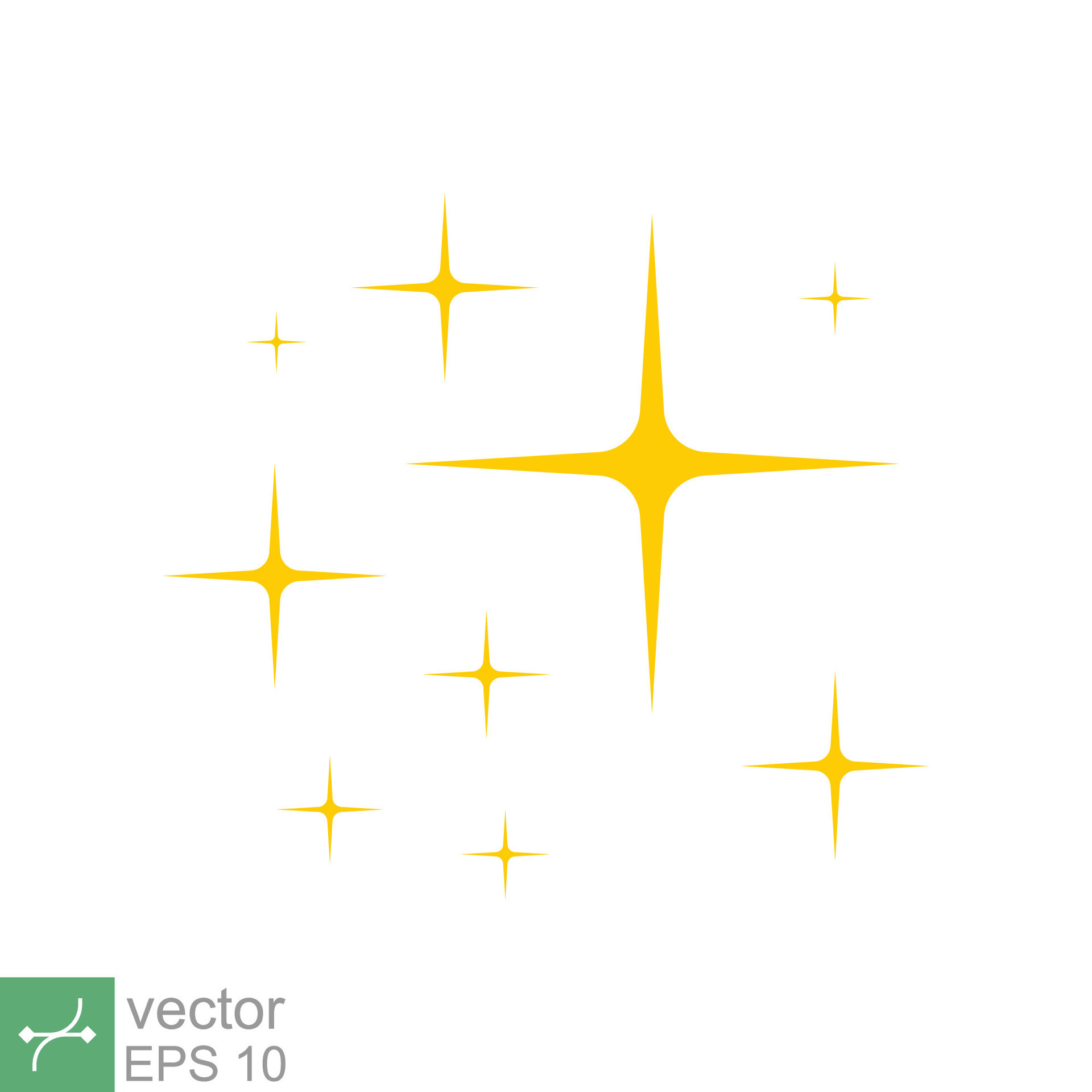 Star sparkle vector icon. Simple flat style. Yellow, gold, twinkle, shine, spark shape, for ...