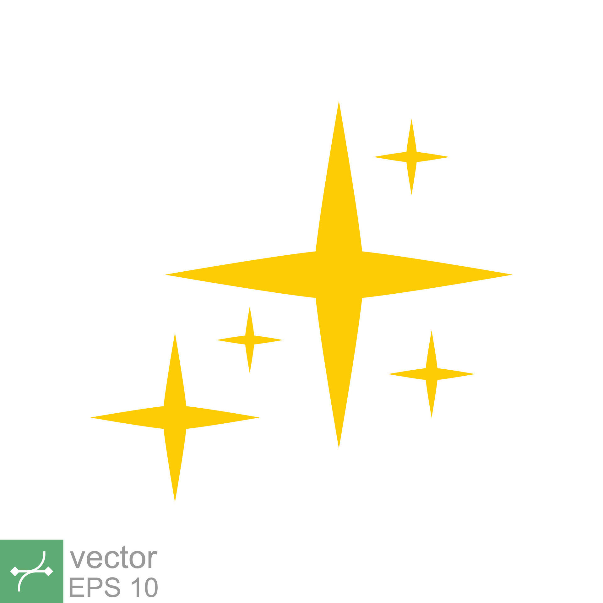 Star sparkle vector icon. Simple flat style. Yellow, gold, twinkle, shine, spark shape, for ...