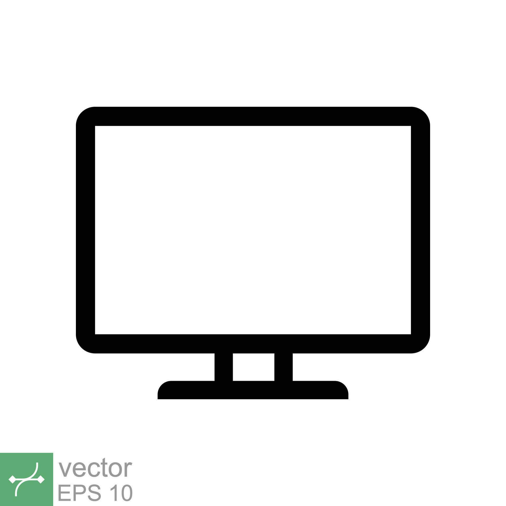 Monitor screen icon. Simple flat style. PC, desktop, lcd, tv ...