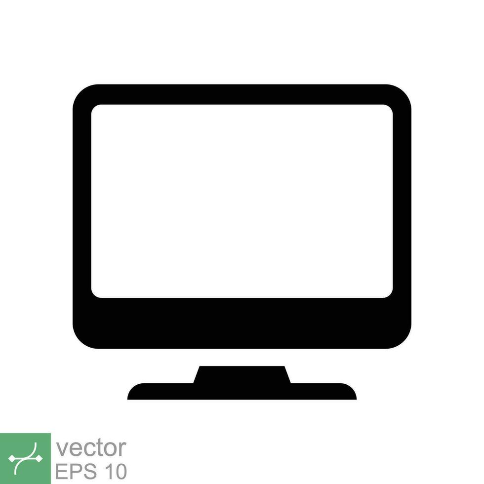 Monitor screen icon. Simple flat style. PC, desktop, lcd, tv ...