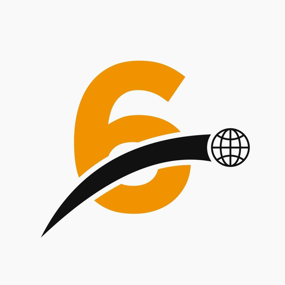letra 6 6 logo concepto con global mundo icono vector modelo 26614343 Vector en Vecteezy