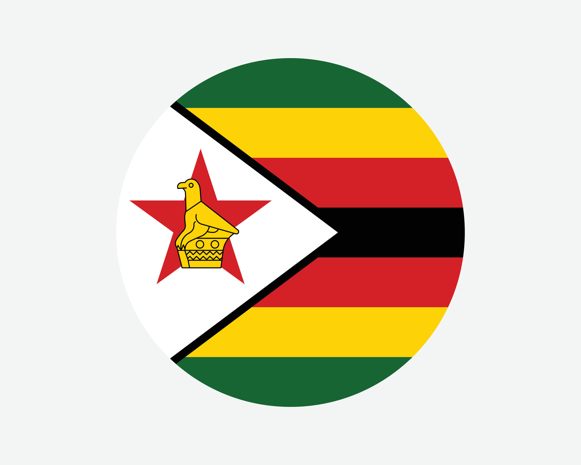 Zimbabwe Round Country Flag Zimbabwean Zimbo Circle National Flag