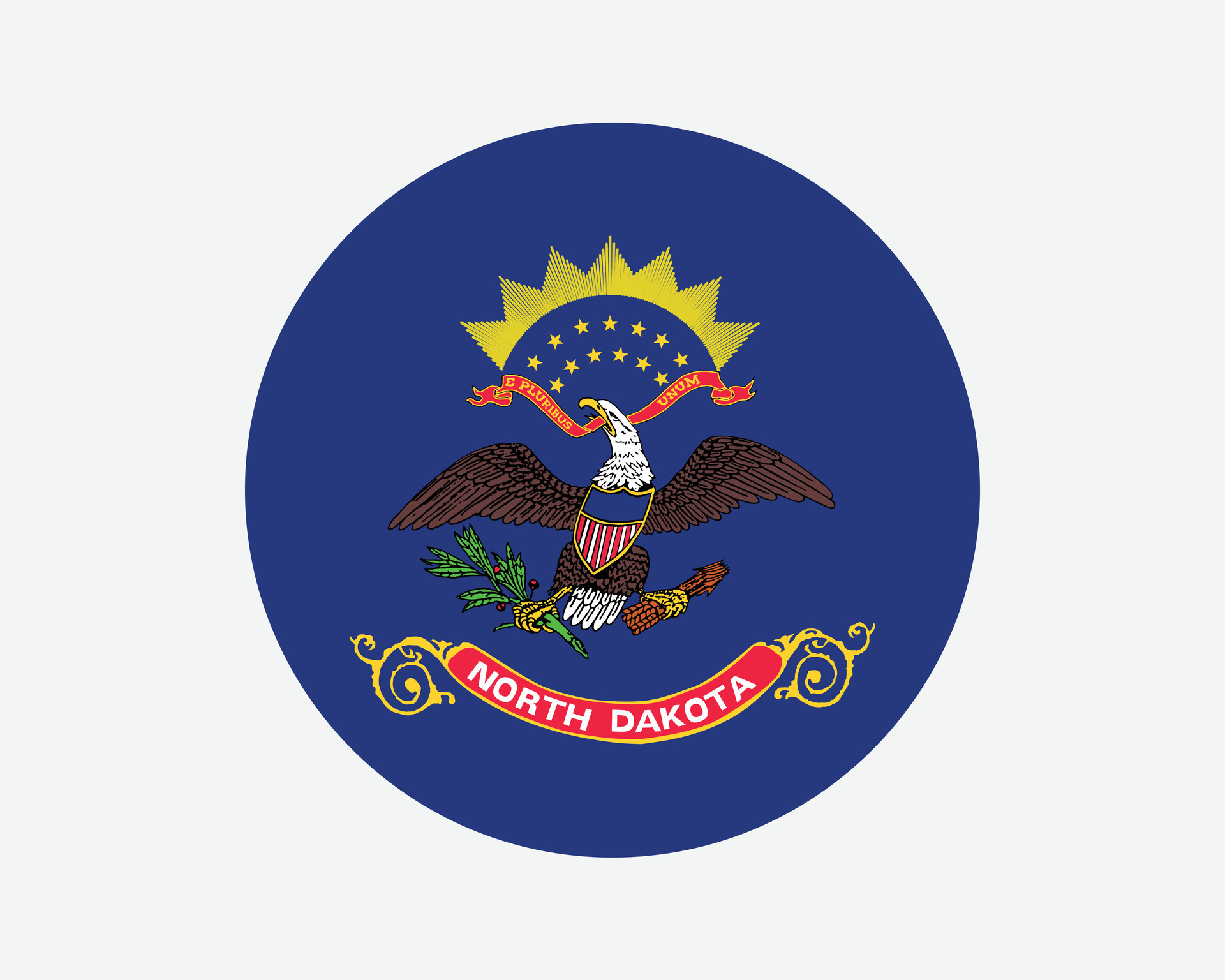 North Dakota Usa Round State Flag Nd Us Circle Flag State Of North
