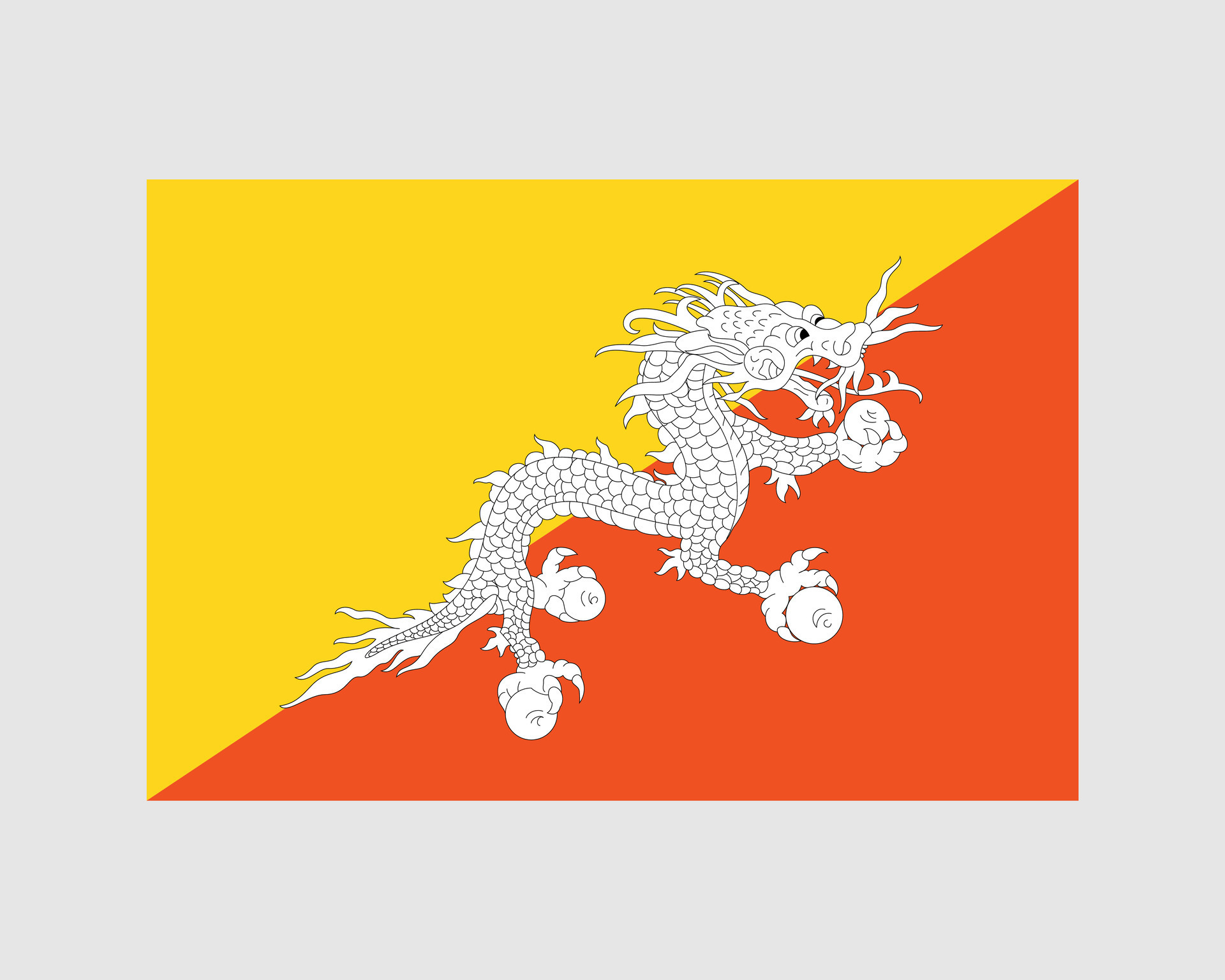 National Flag of Bhutan. Bhutanese Country Flag. Kingdom of Bhutan ...
