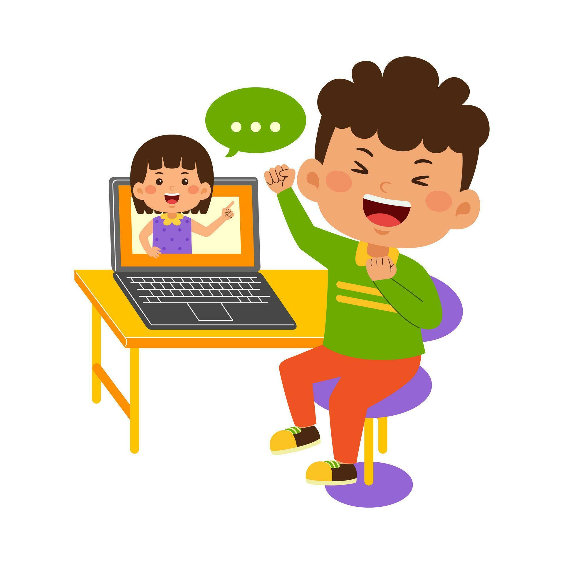 cute little kid use laptop vector illustration 26617705 Vector Art at ...