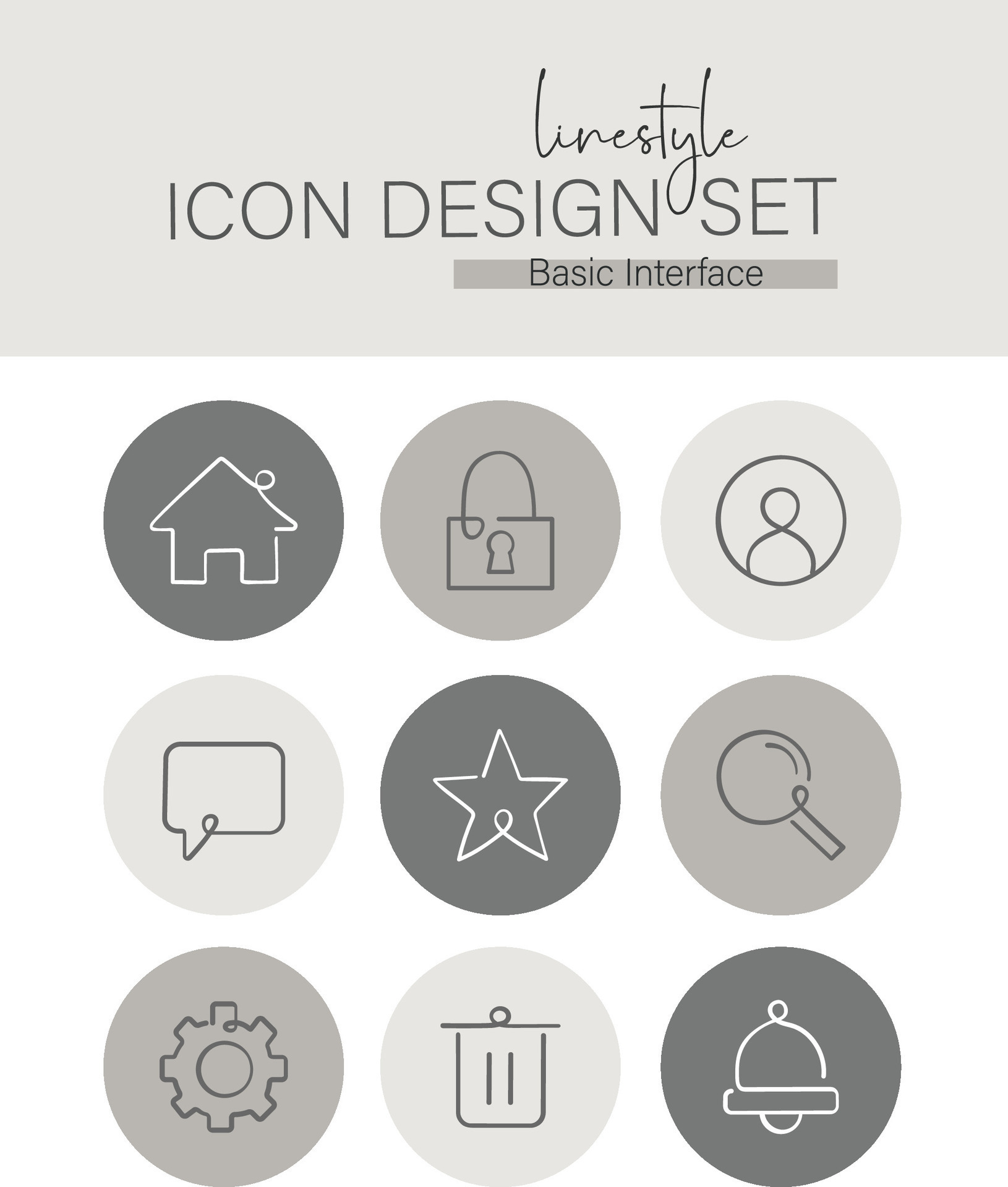 Linestyle Icon Design Set Basic Interface 26618131 Vector Art at Vecteezy