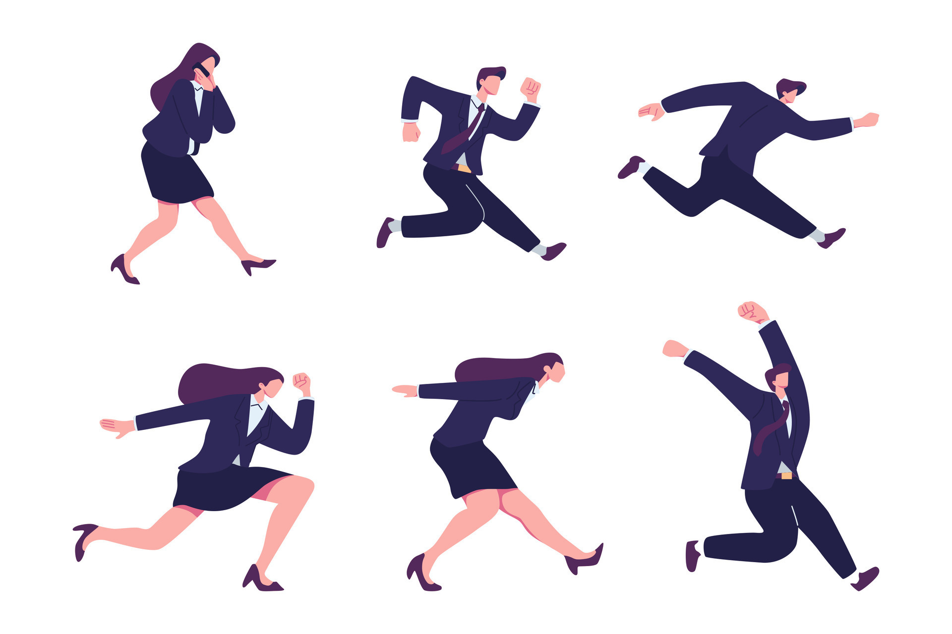 People running fast set flat style illustration vector design 26619063 ...