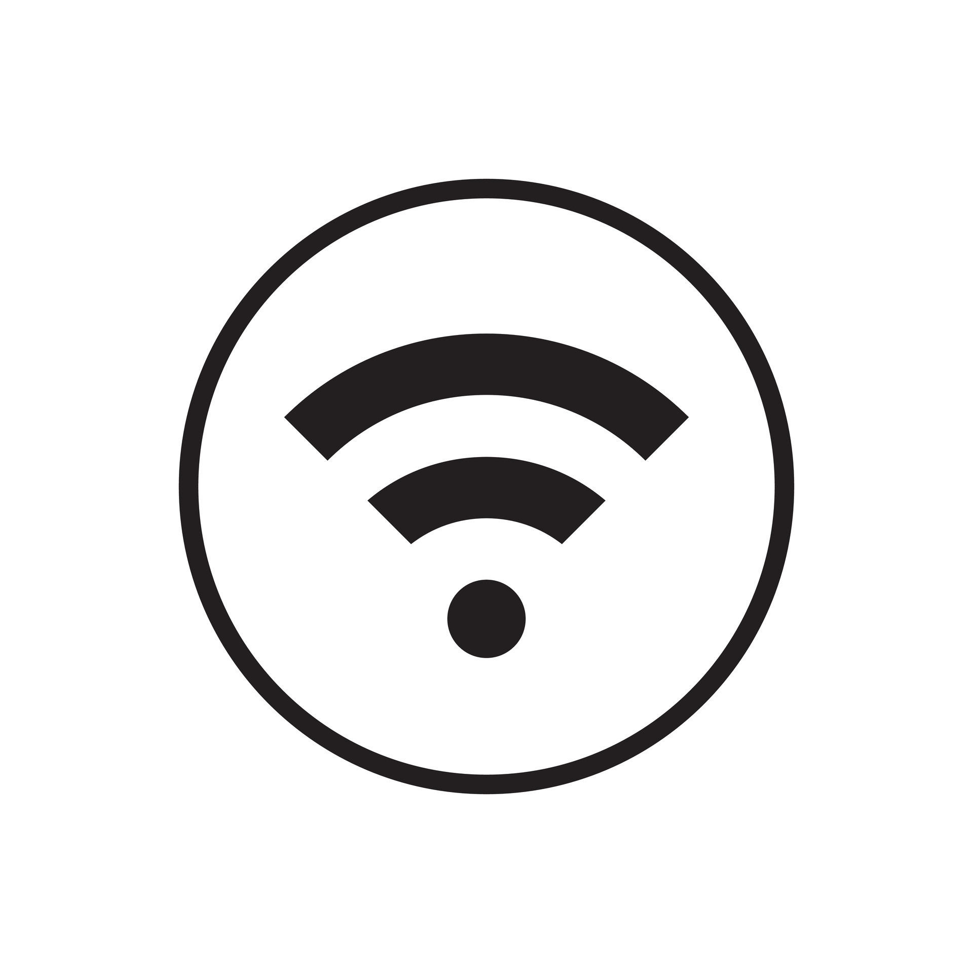 Wifi Signal Icon Vector In Circle Line Wireless Fidelity Network