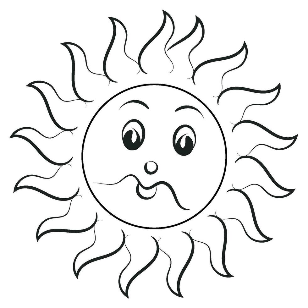 Cute Sun Art Happy Sun For Print Smiling Sun Vector Illustration Use As Card Sticker Or T