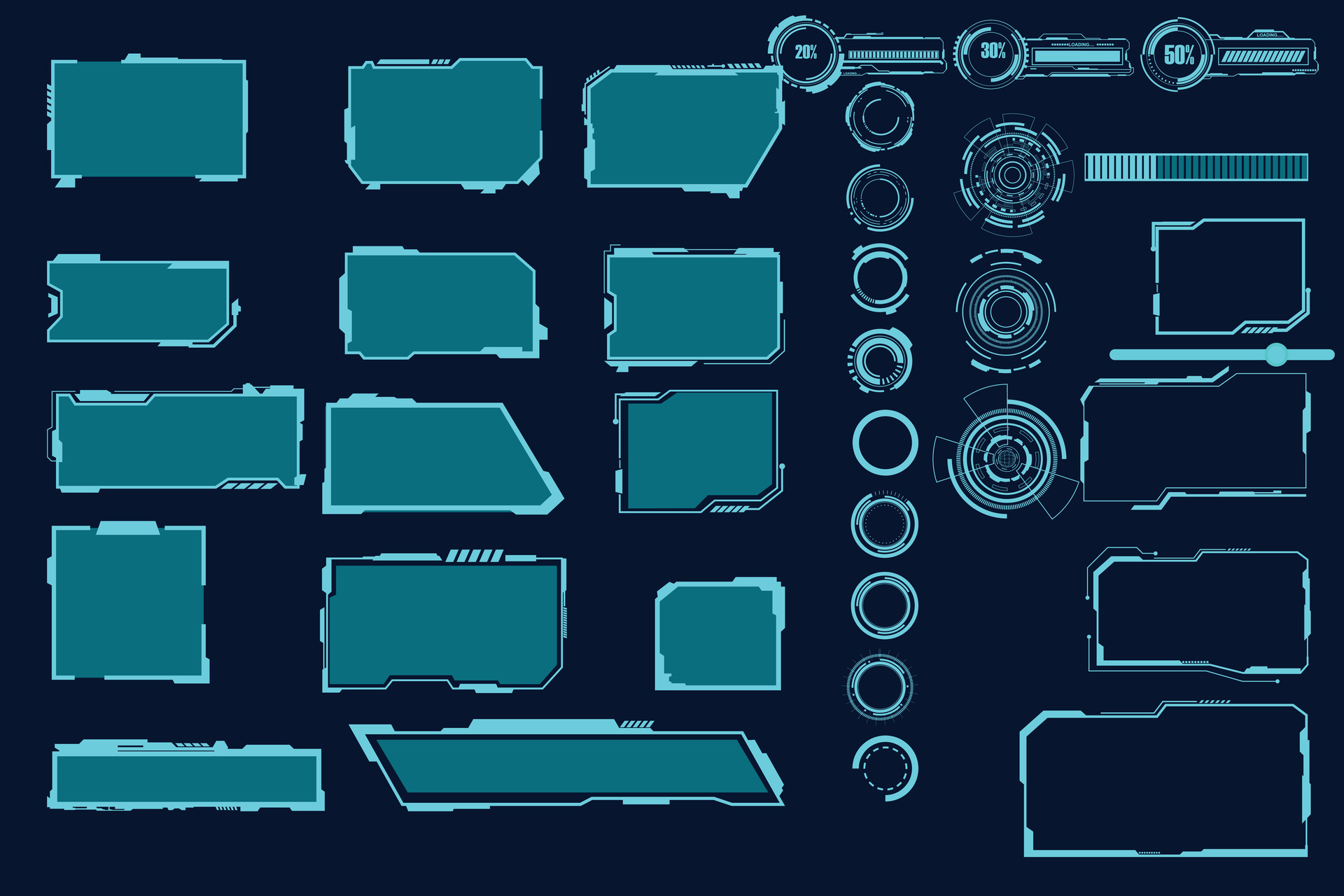 digital interface HUD elements set pack. User Interface, frame screens ...