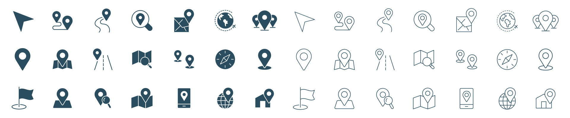 Maps And Navigation Icon vector. symbol of location, geo map, route ...
