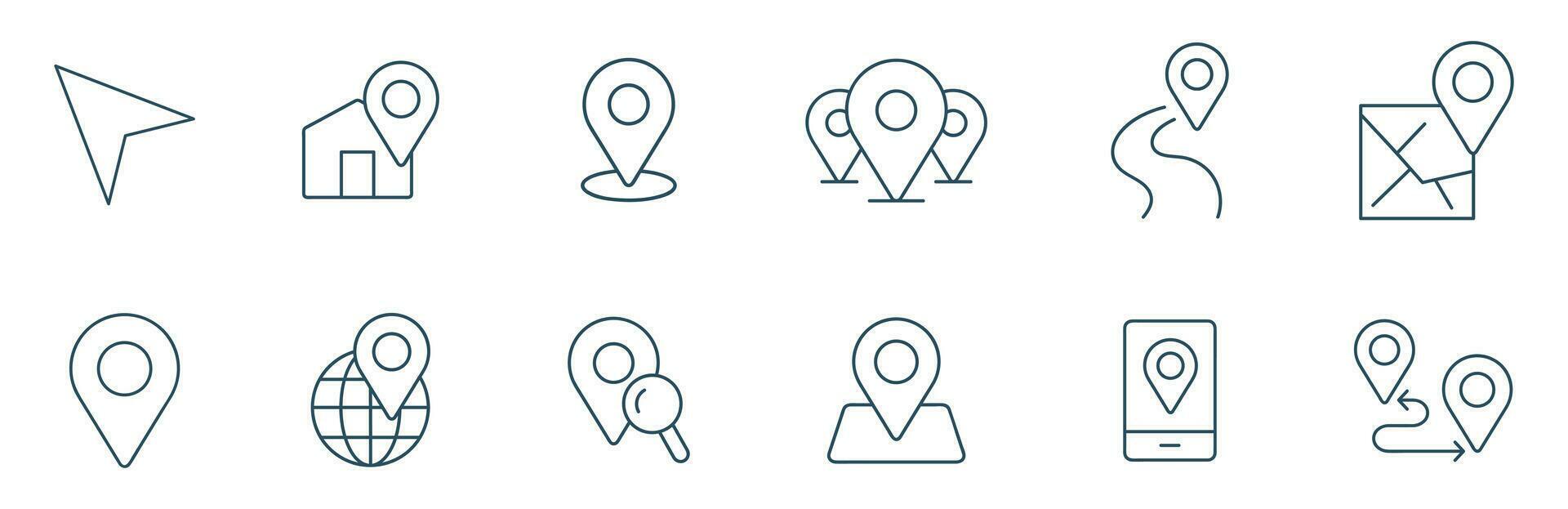 Geo Location icon set vector. Navigation and route concept illustration ...