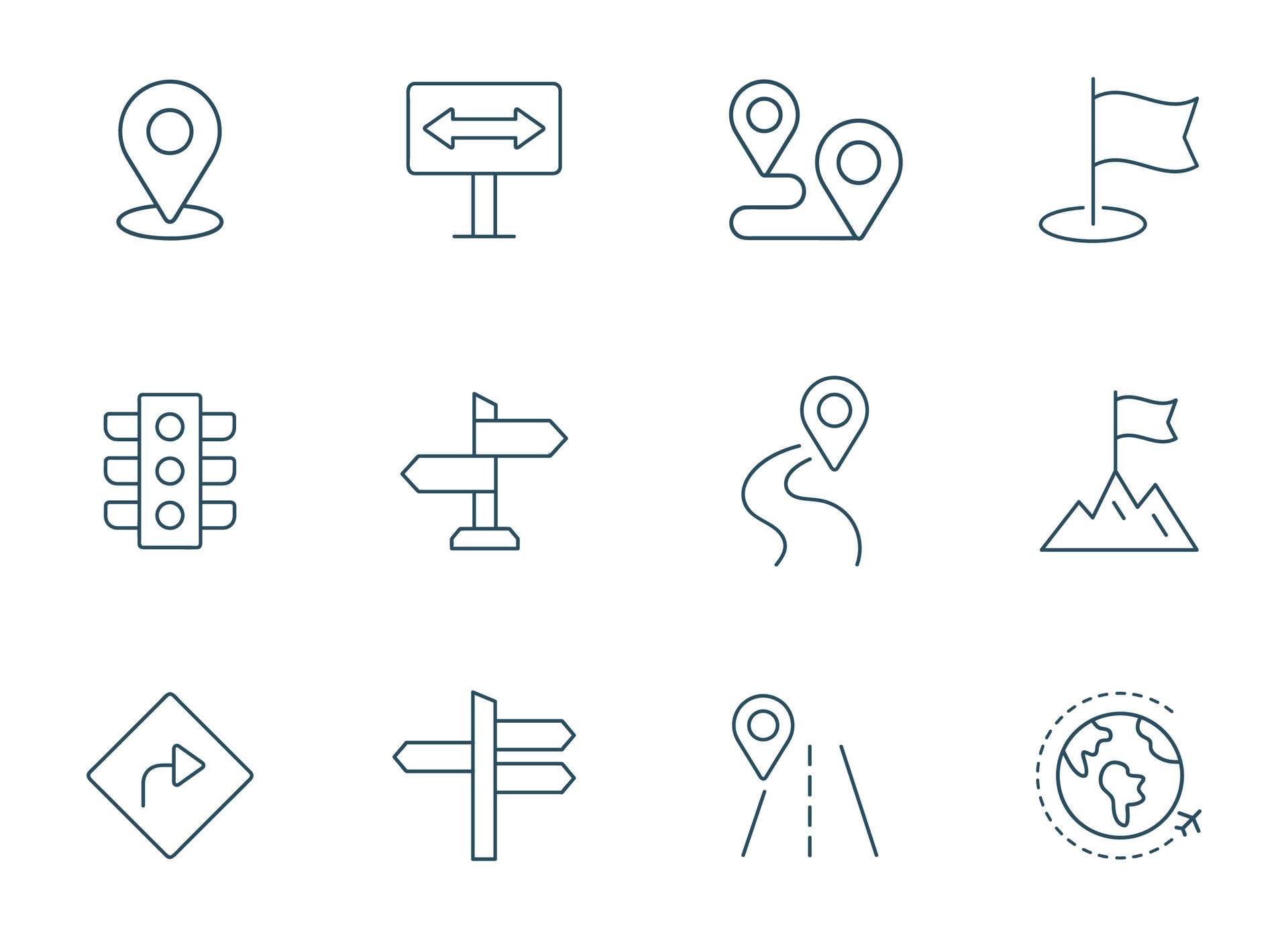 Route Line Icon Vector Road Trip And Navigation Icons Illustration
