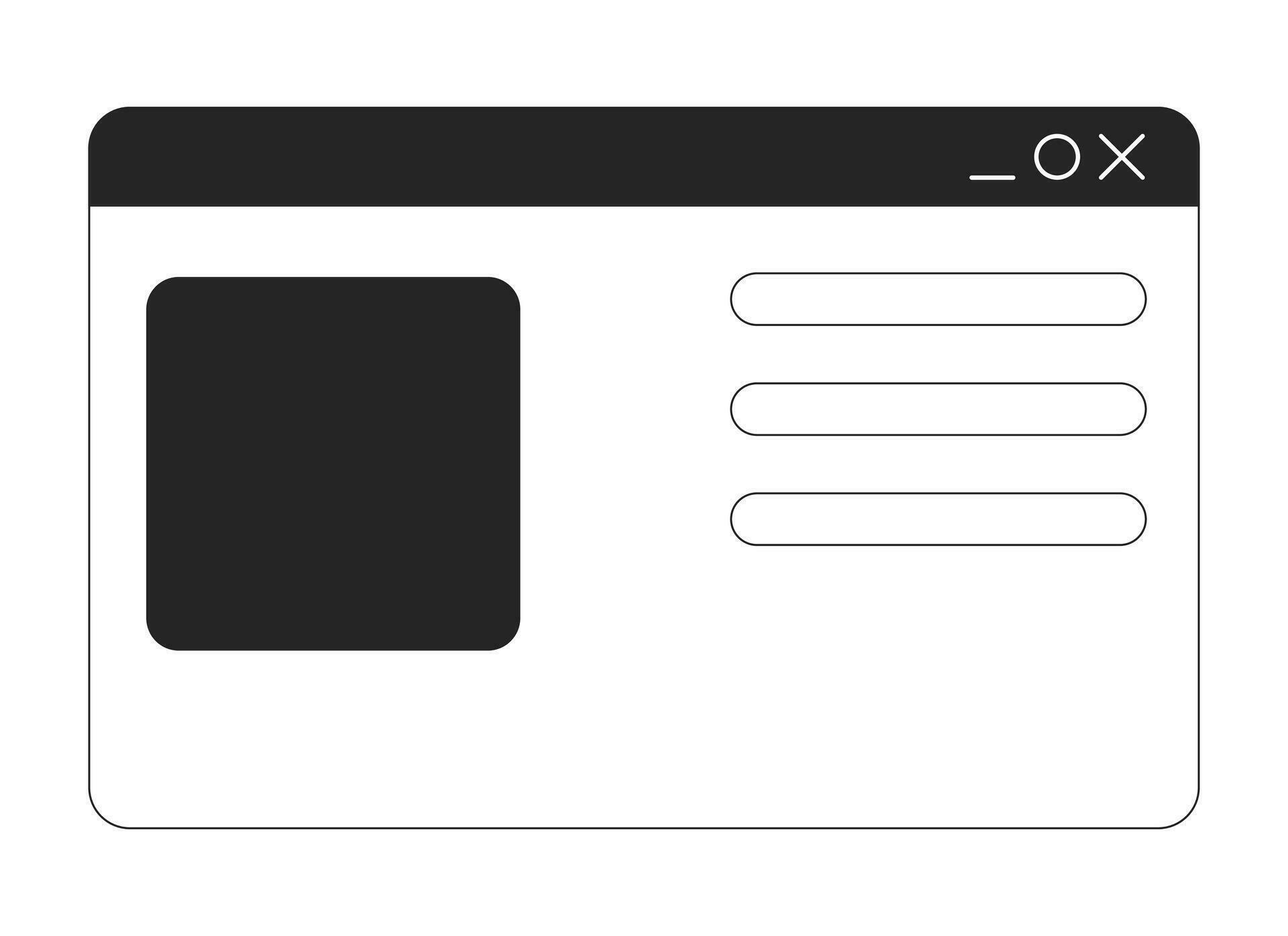 Browser Window Mockup Flat Monochrome Isolated Vector Object Editable