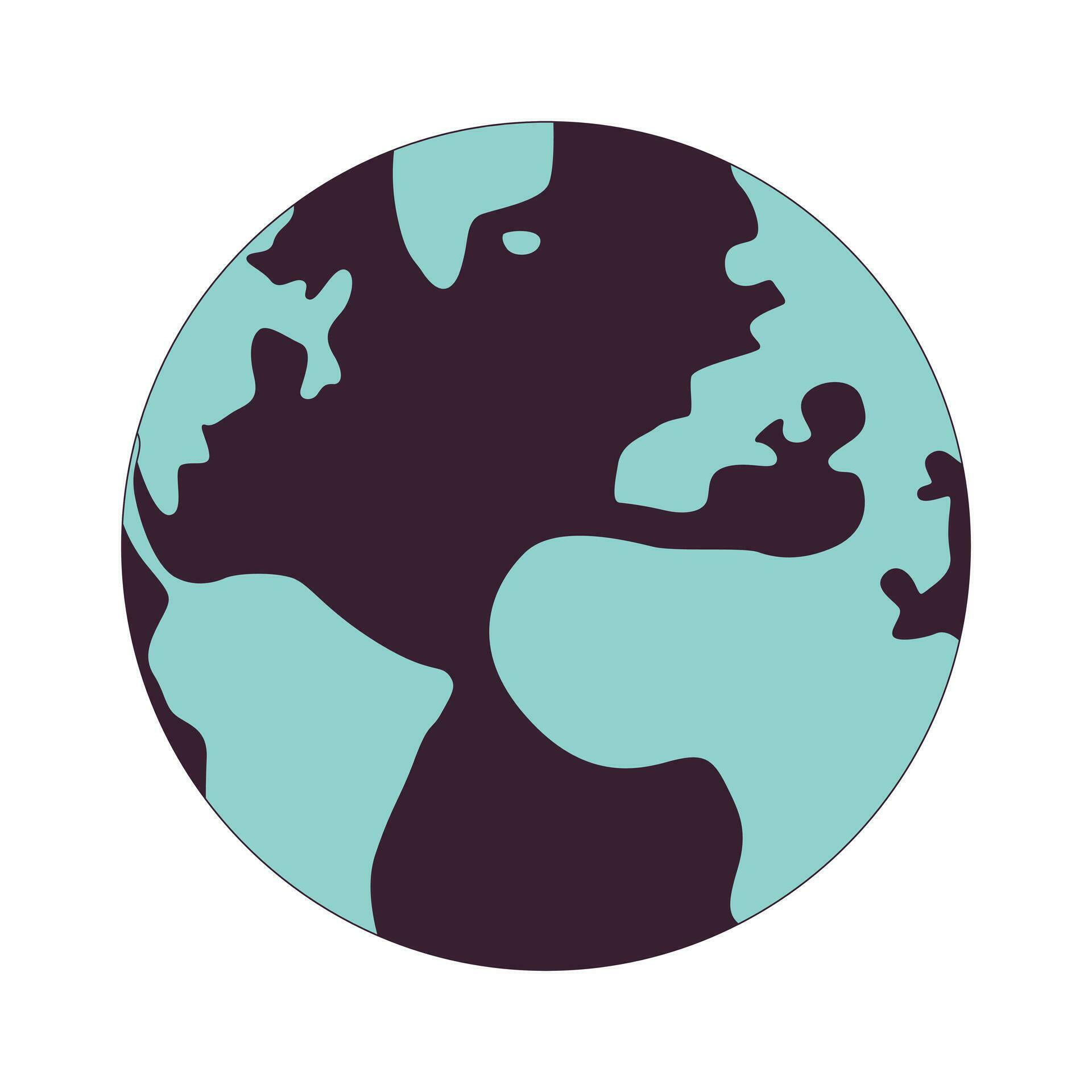 Earth Flat Line Color Isolated Vector Object Livable Planet With Continents Editable Clip Art