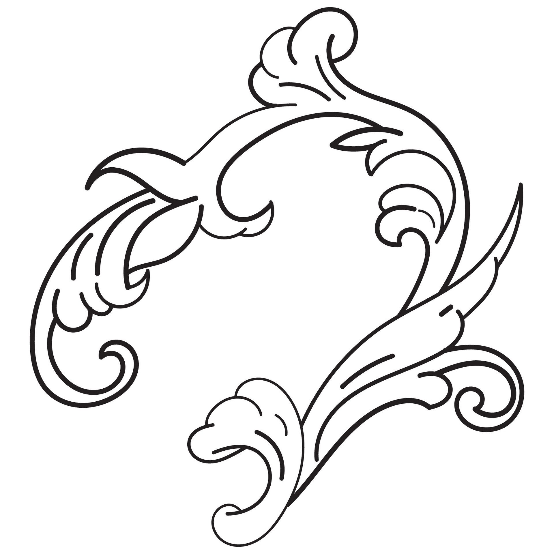 Hand drawn leaf scroll. border, black line on white background 26623044 ...