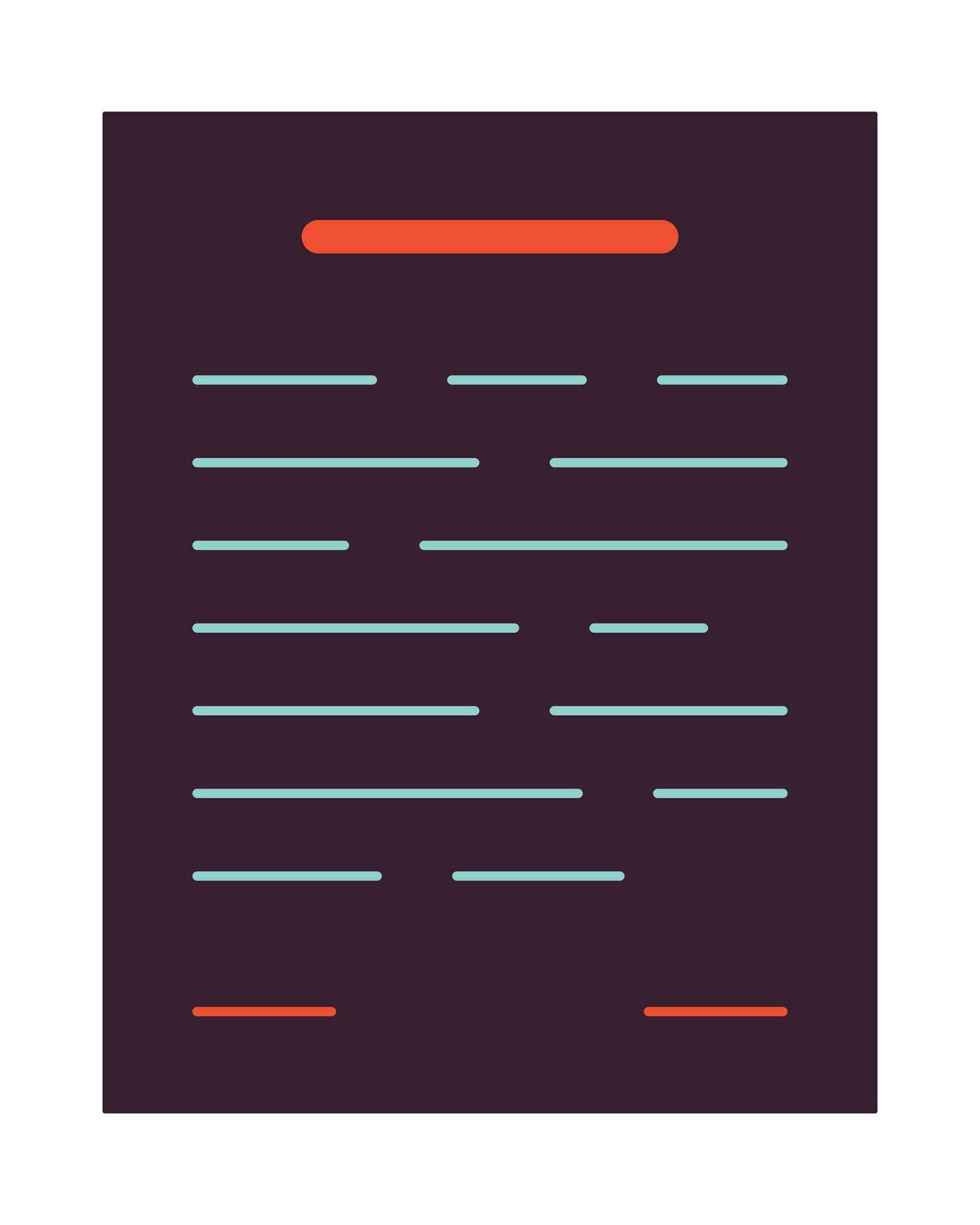 Document Flat Line Color Isolated Vector Object Paper With Text Editable Clip Art Image On