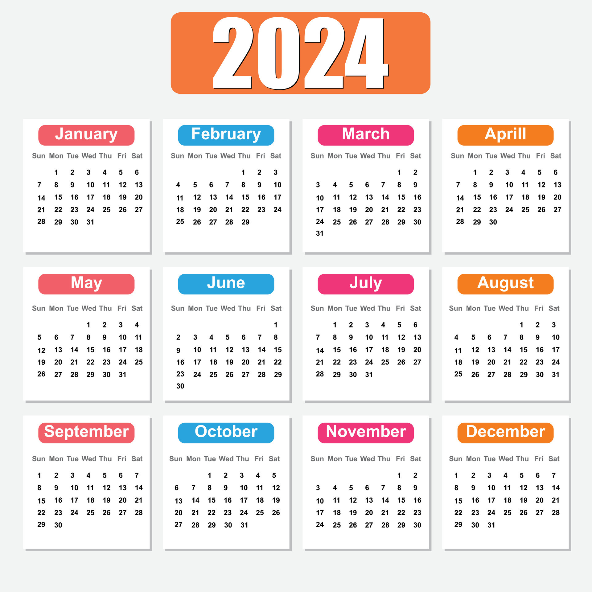 Calendar template for 2024 simple minimalistic classic style 26623911 ... Calendar template for 2024 simple minimalistic classic style 26623911 ...