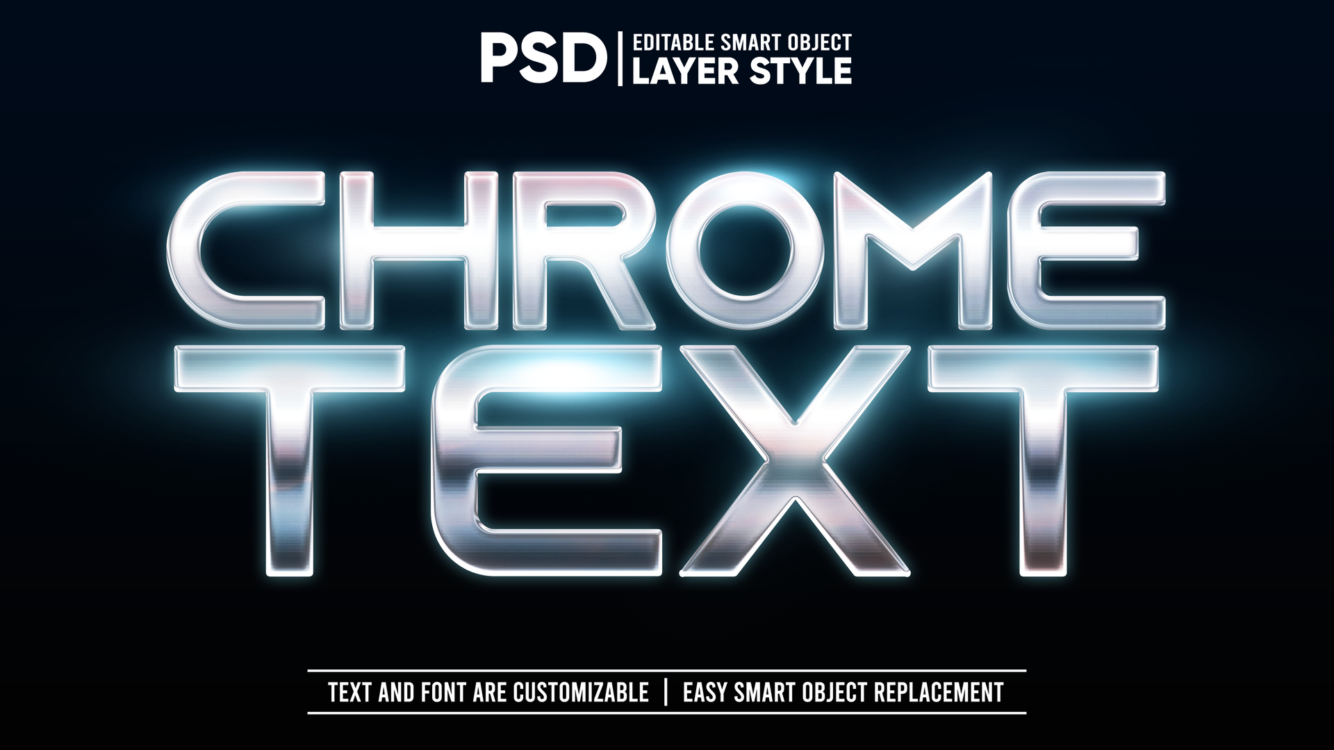 Shiny Chrome Metallic for Movie Poster Editable Layer Style Smart Object Text Effect Mockup ...