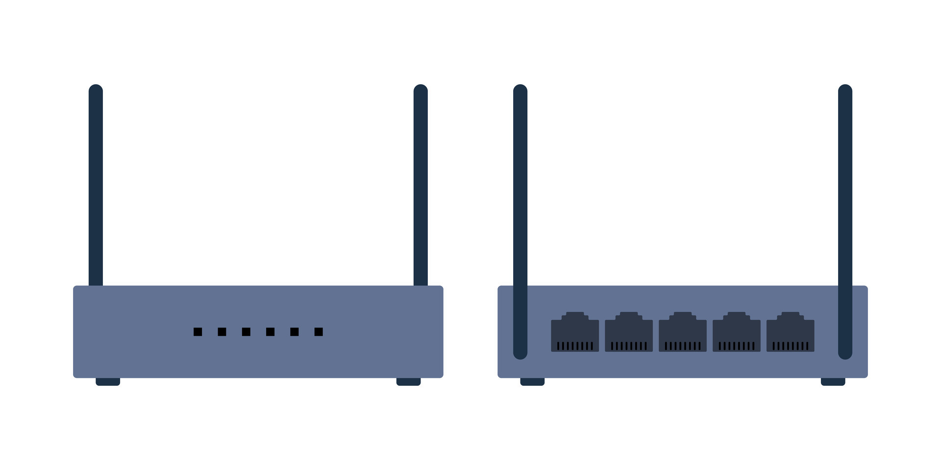 Network Router Vector Illustration. LAN ports Local area connector for scheme, structure, plan ...