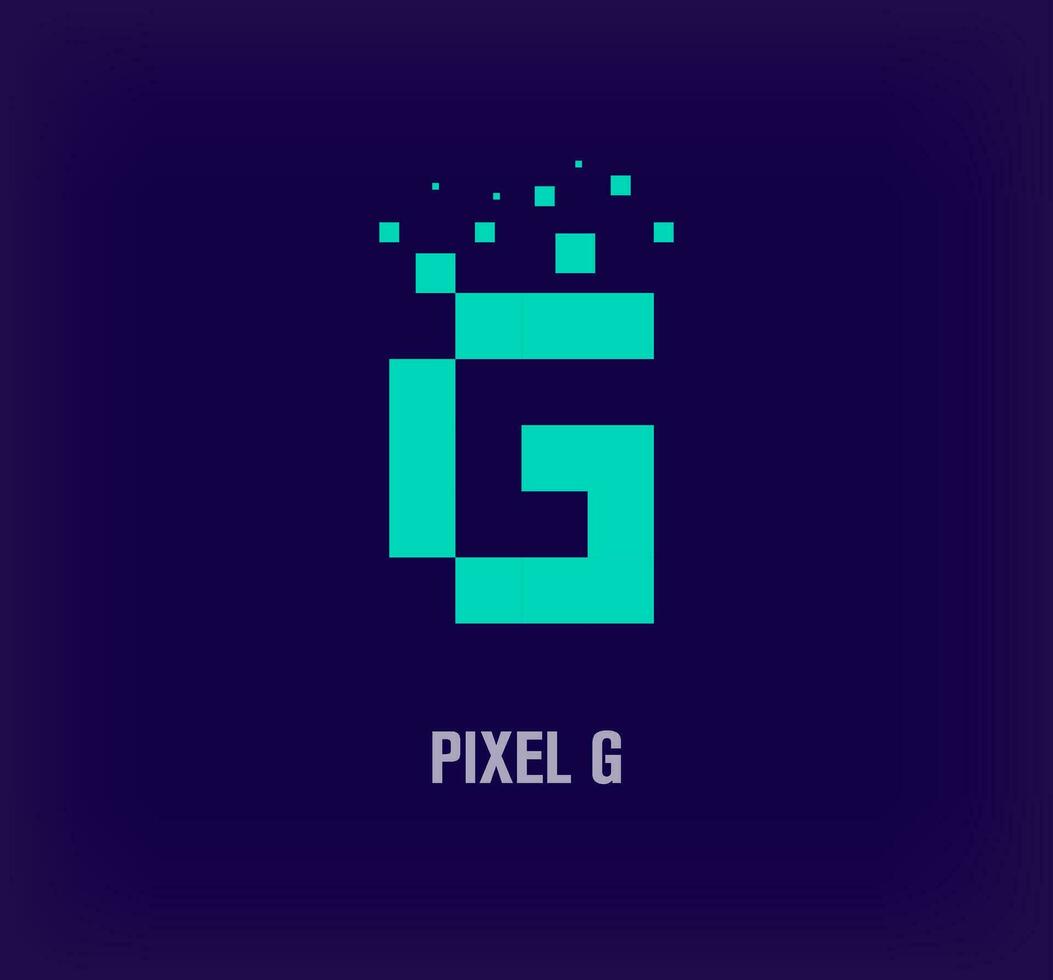 Creative pixel letter G logo. Unique digital pixel art and pixel explosion template. vector ...