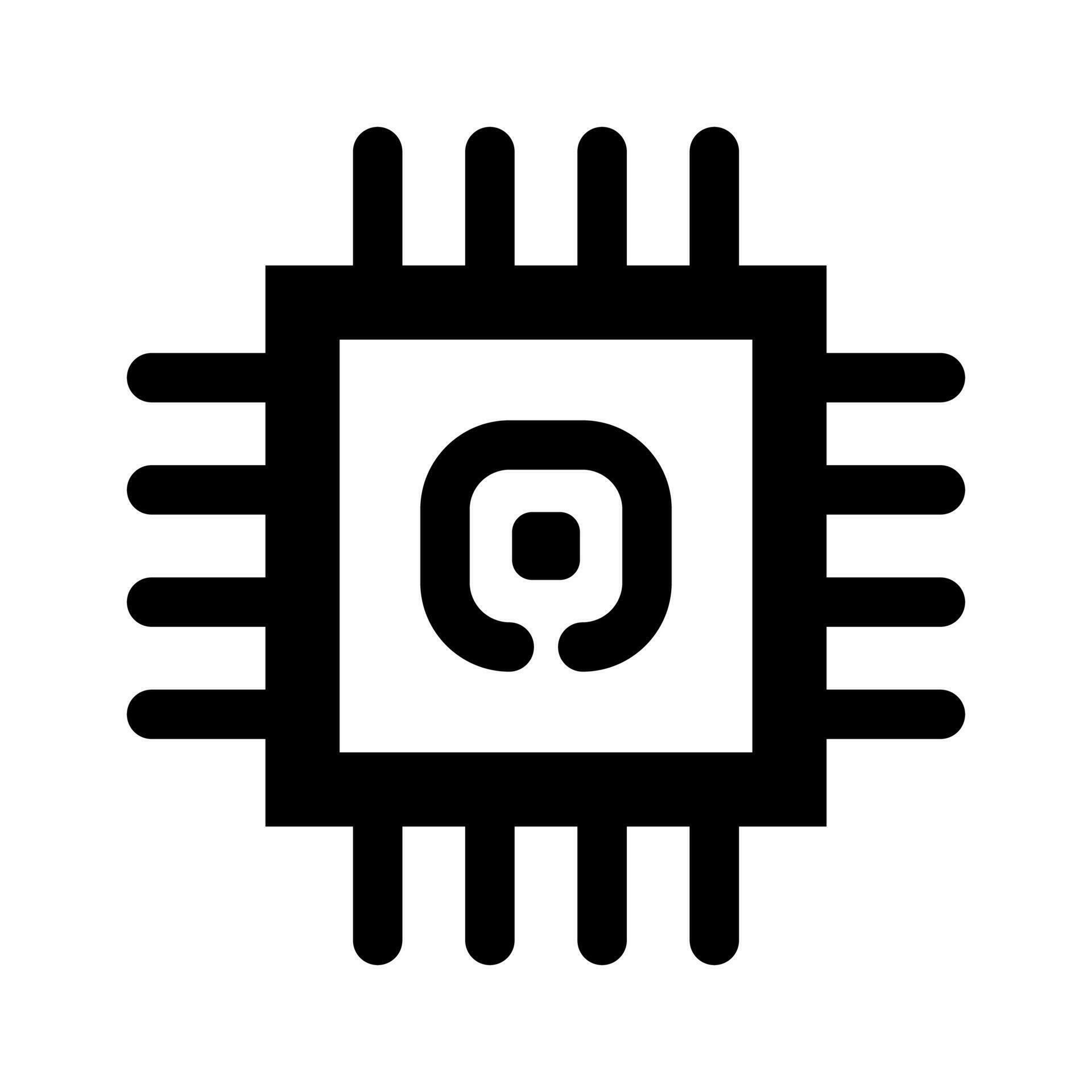 Microchip Icon Cpu Central Processing Unit Computer Processor Chip Symbol In Circle
