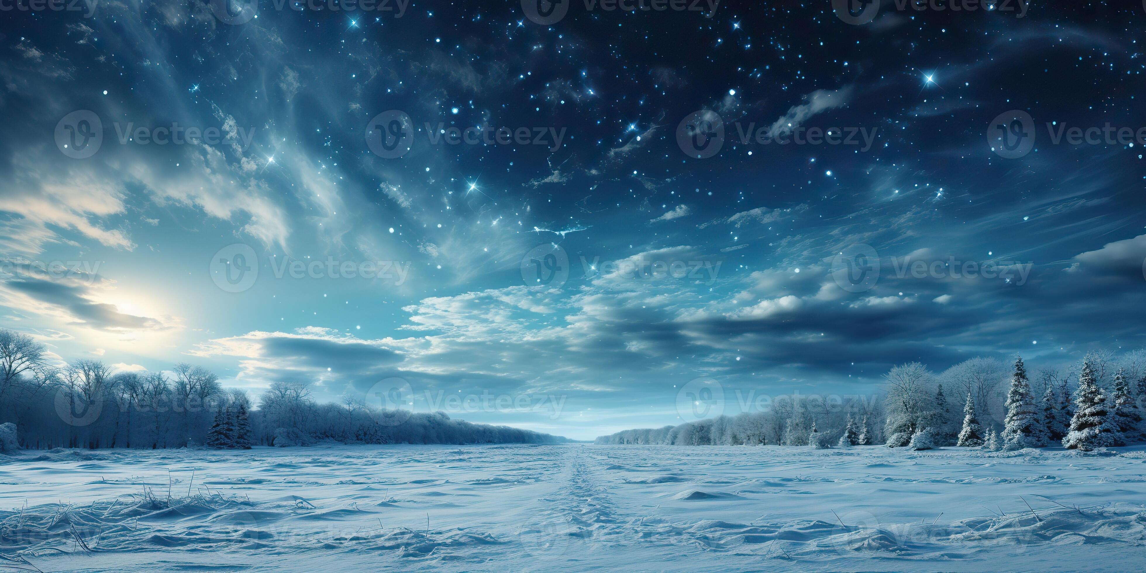 AI Generated. AI Generative. Winter snow outdoor nature road tree. Xmas ...