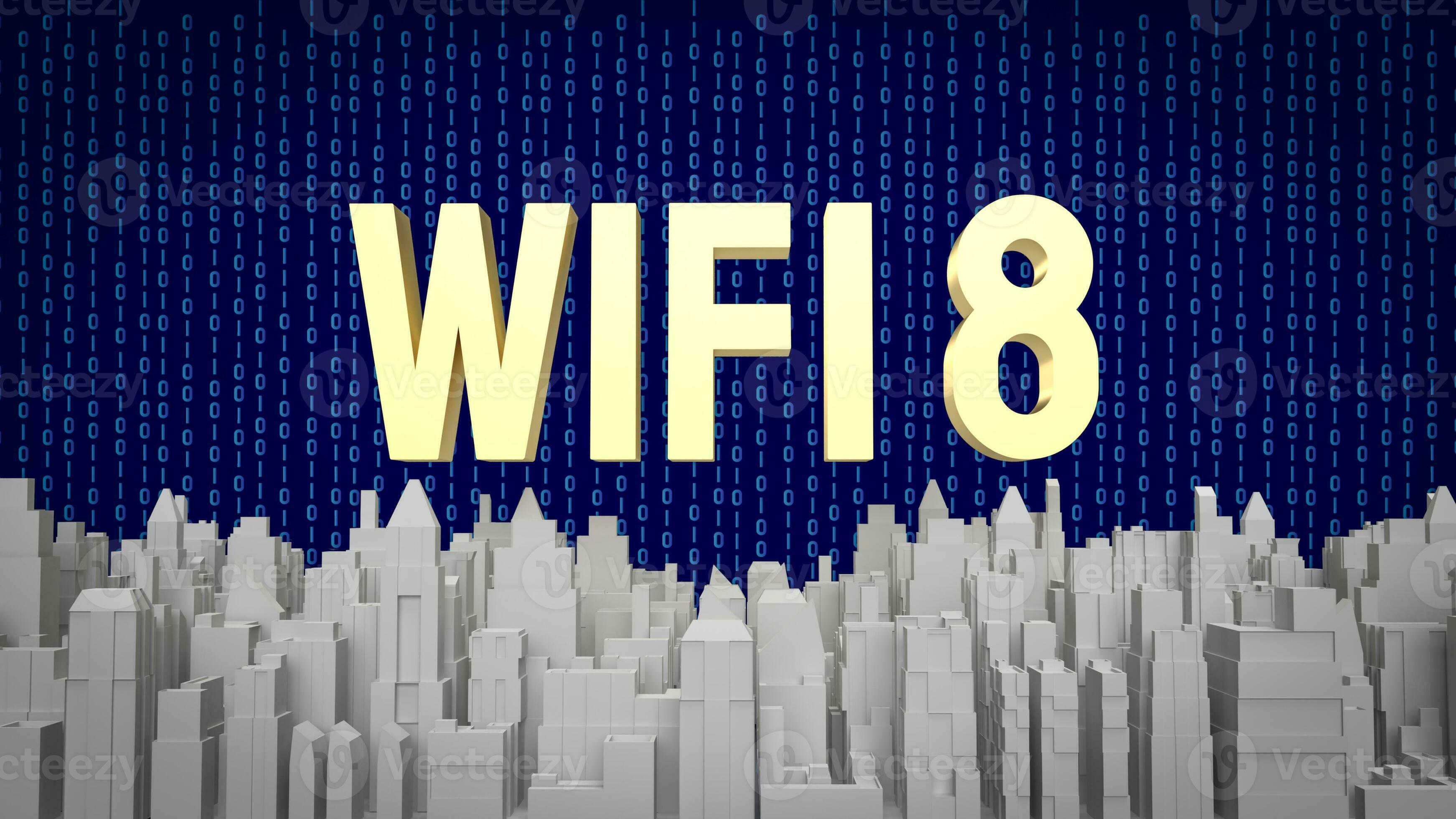 The wi fi 8 gold text on city building for technology concept 3d rendering 26639560 Stock Photo ...