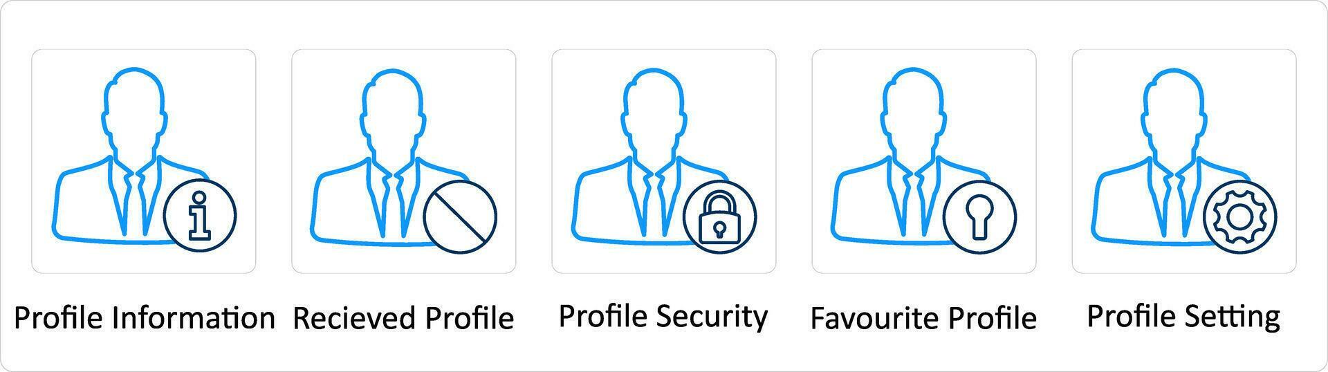 A set of 5 Extra icons as profile information, received profile ...