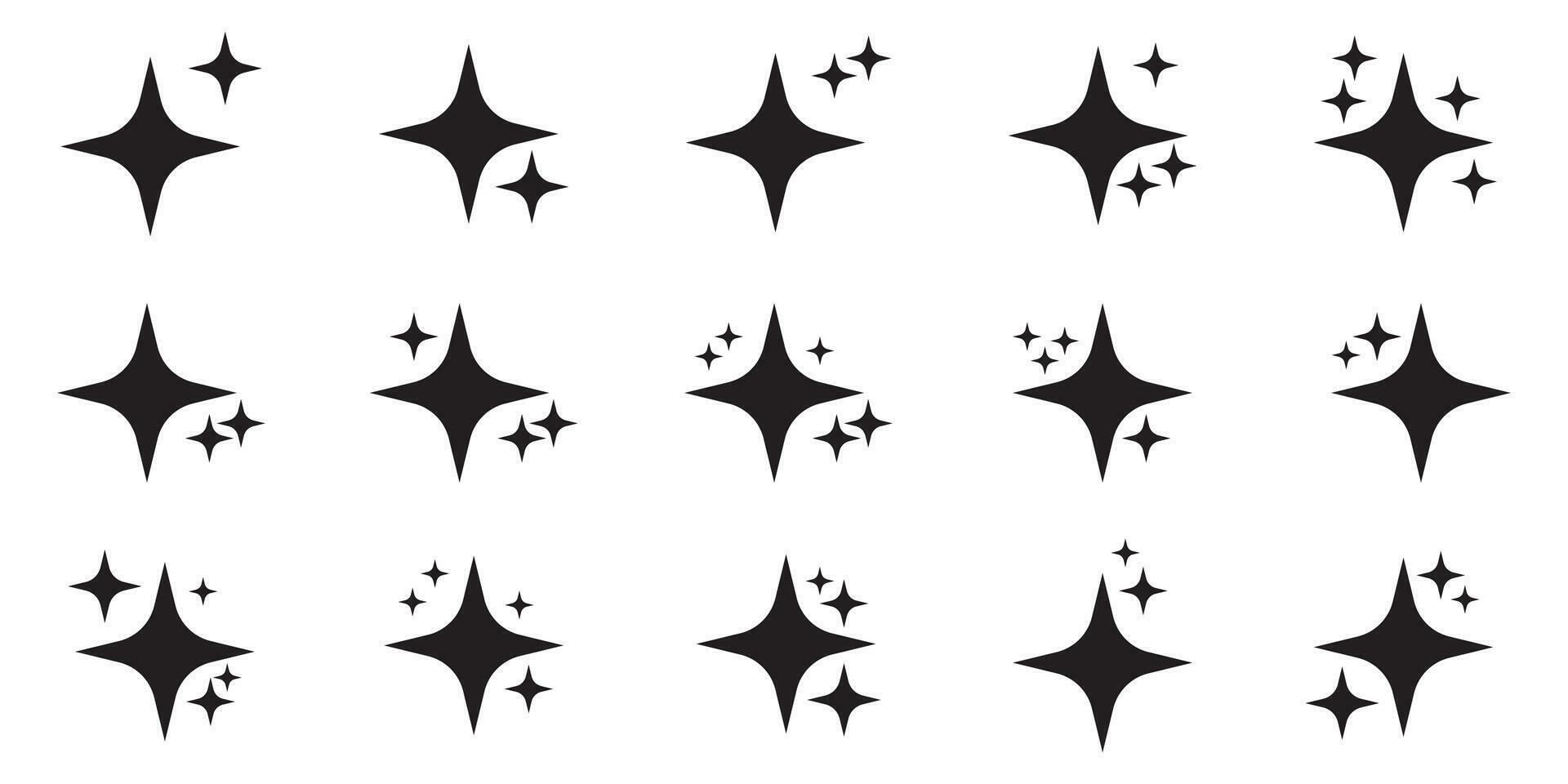 Star icons. Twinkling stars. Symbols of sparkle, glint, gleam, etc. Christmas vector symbols ...